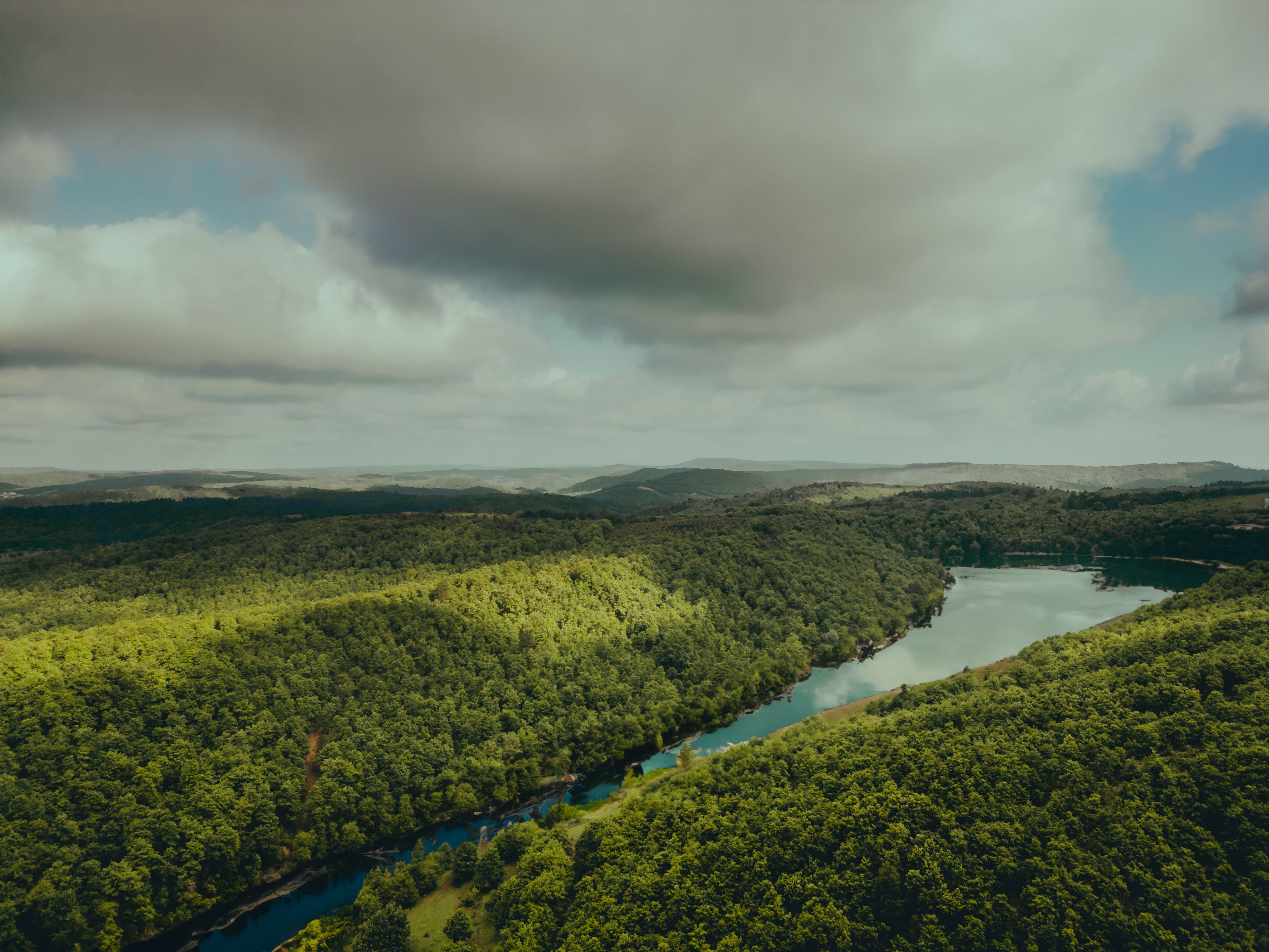 Wetlad, River Bend, Forest and Hill at Sunset · Free Stock Photo