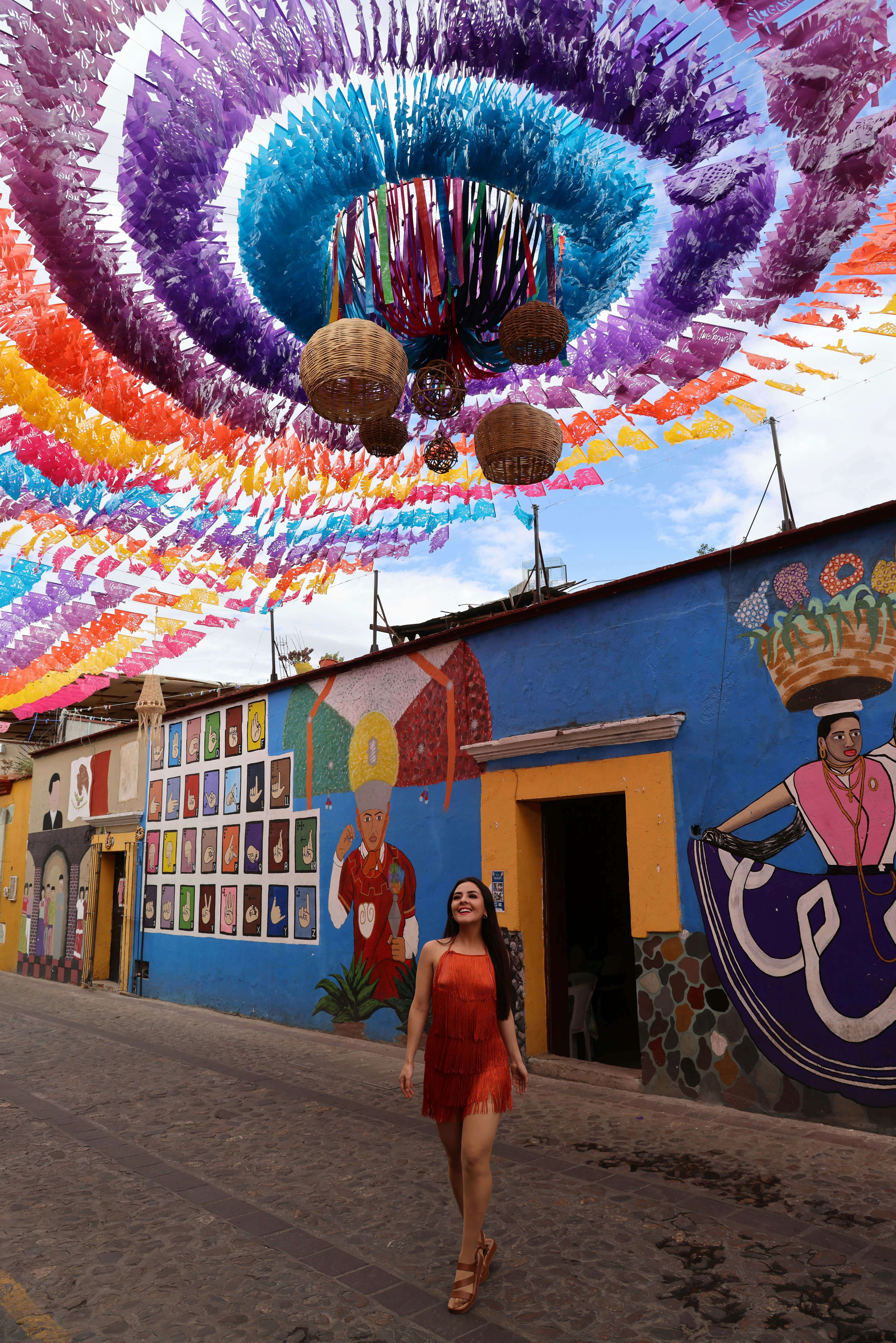 Papel Picado over Street in Oaxaca, Mexico · Free Stock Photo