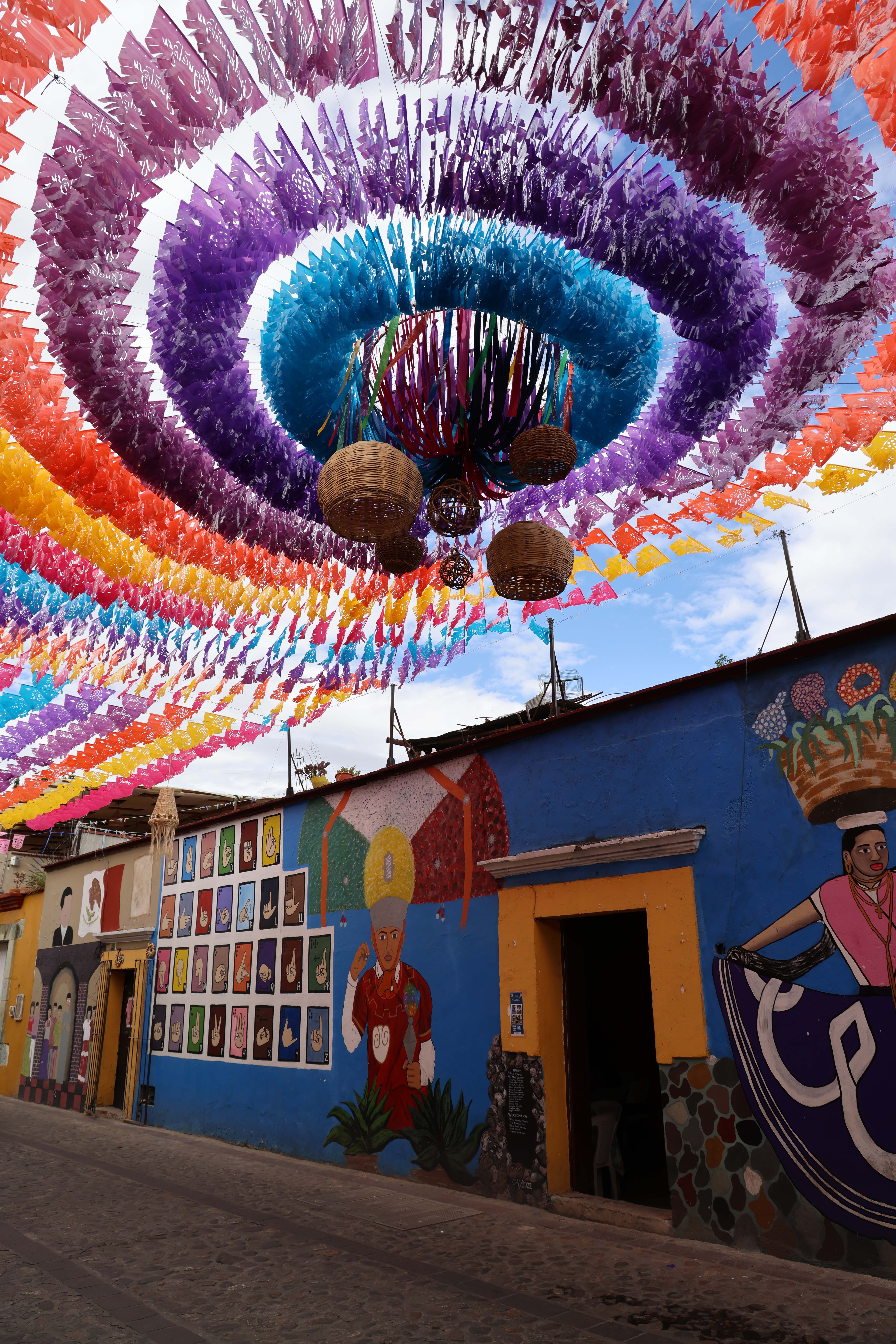 Papel Picado over Street in Oaxaca, Mexico · Free Stock Photo
