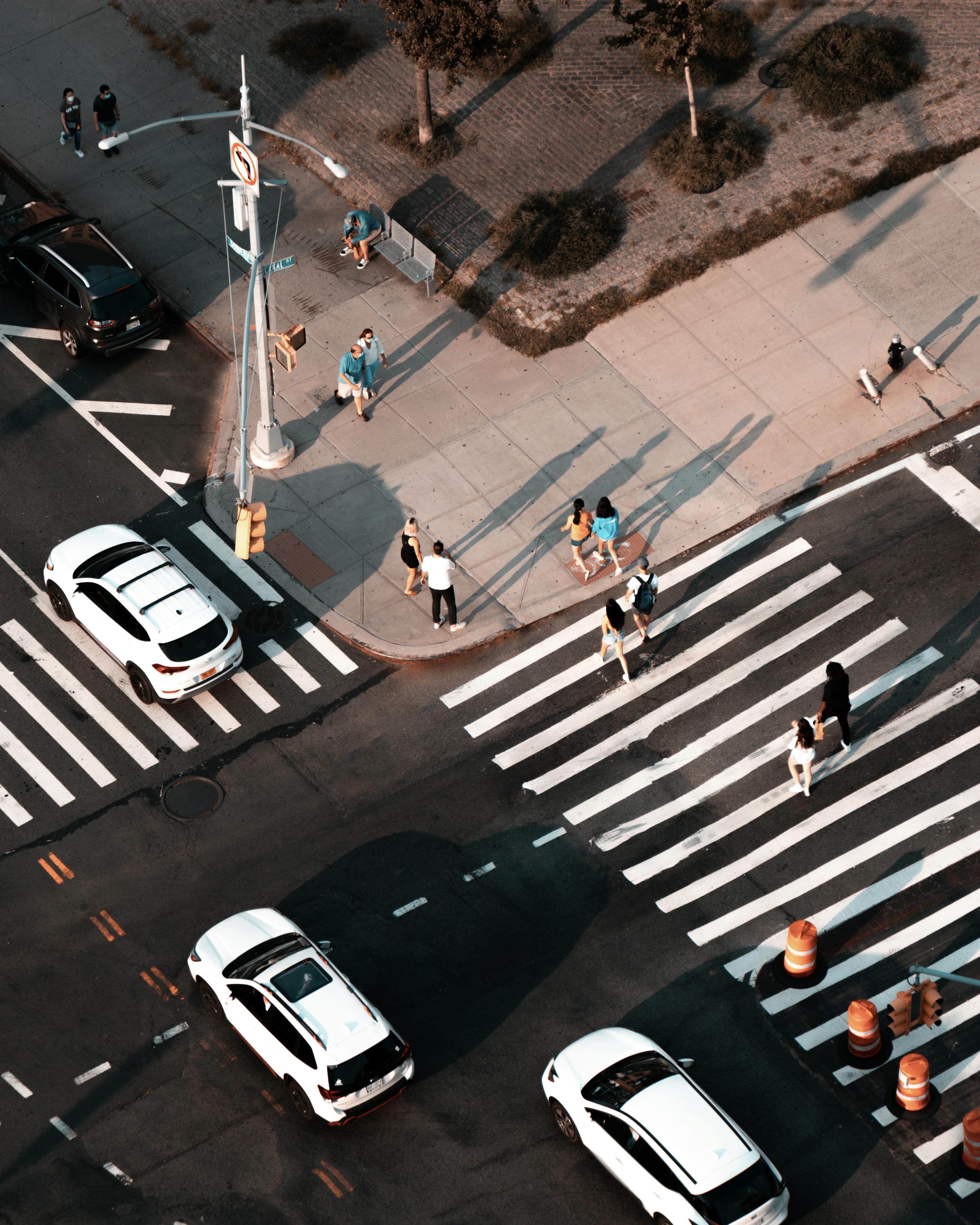 People on a Pedestrian Crossing Seen From Above · Free Stock Photo