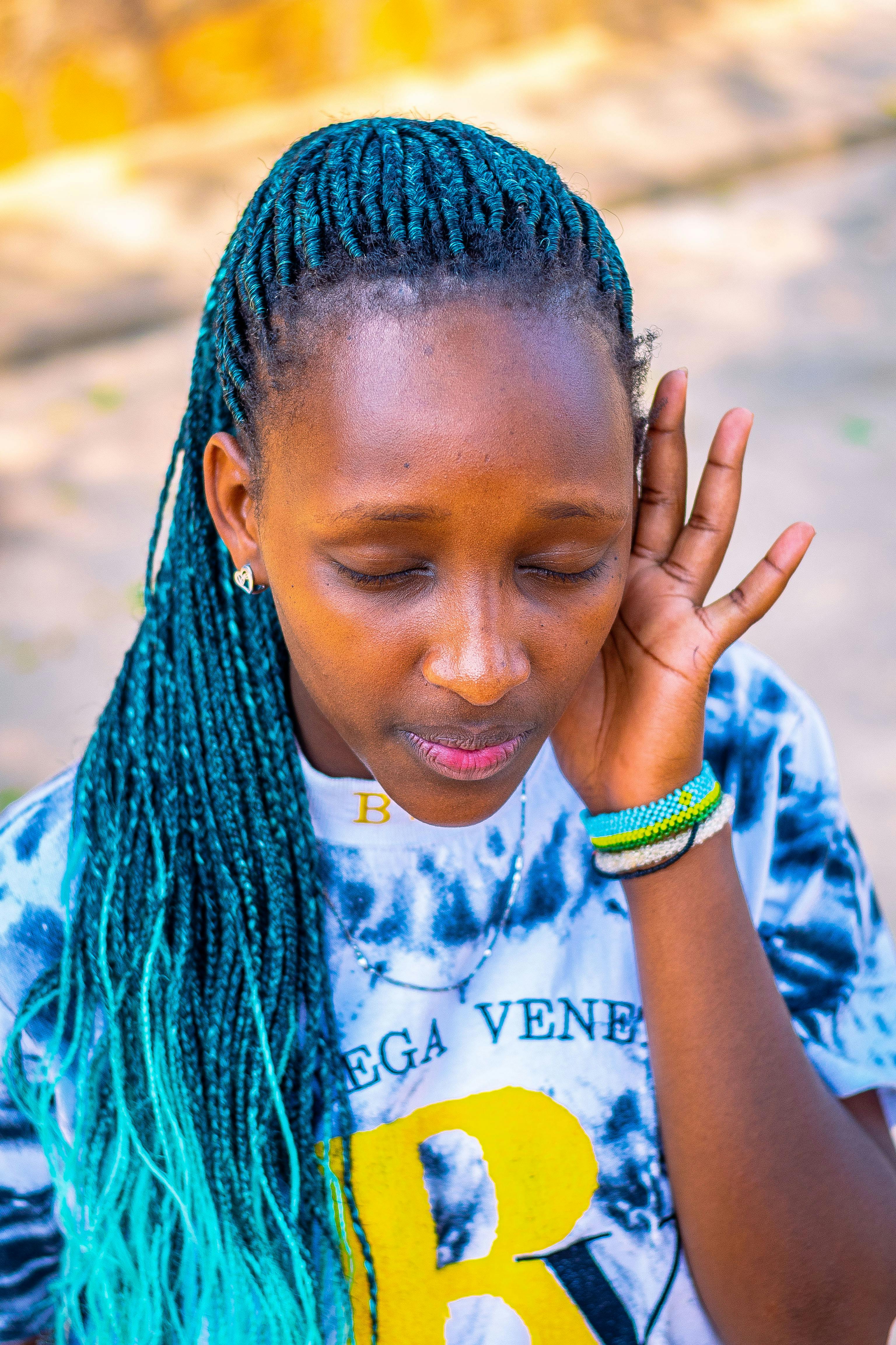 Pretty Girl in Blue Dreadlocks · Free Stock Photo