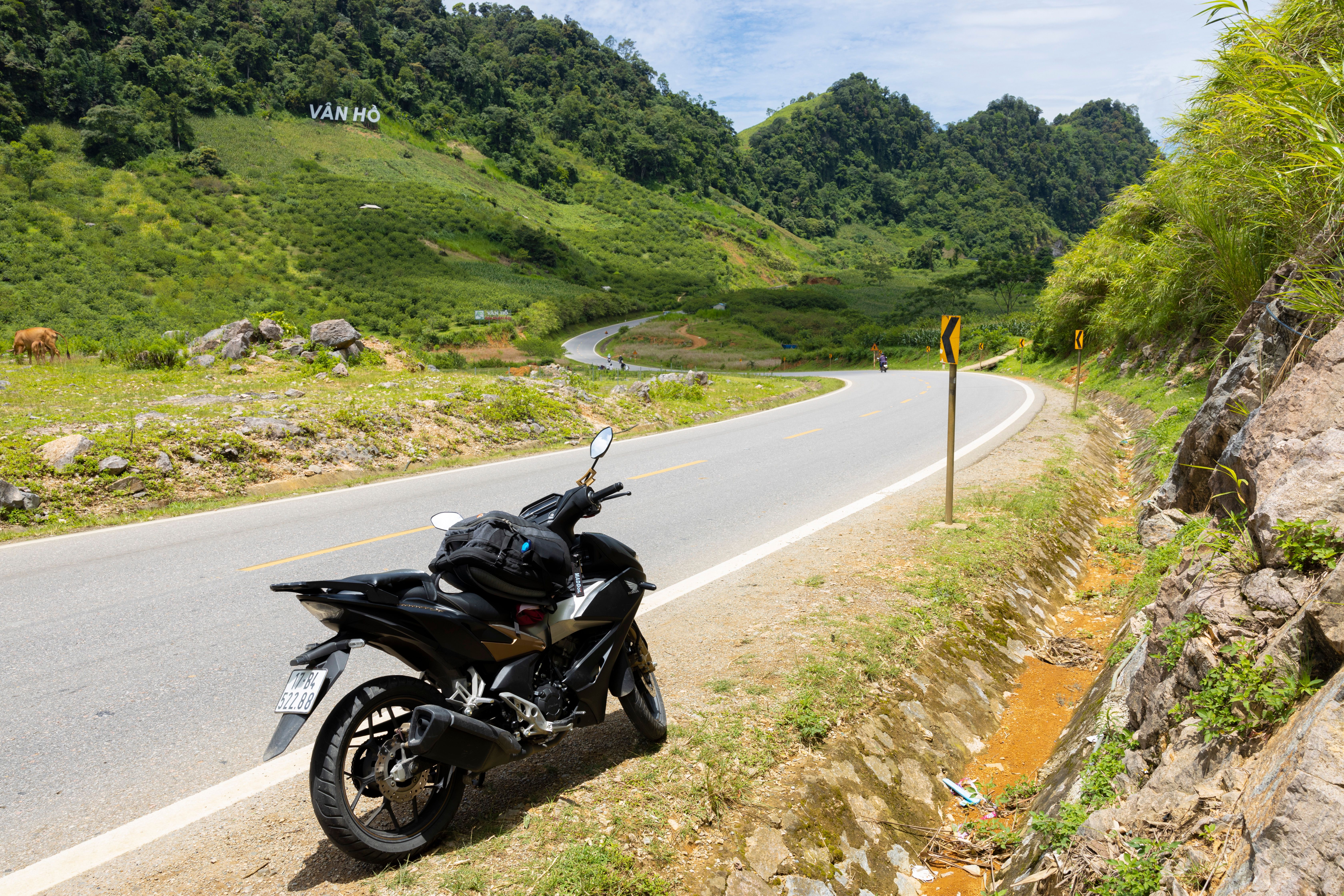 Motorcycle on the Roadside · Free Stock Photo