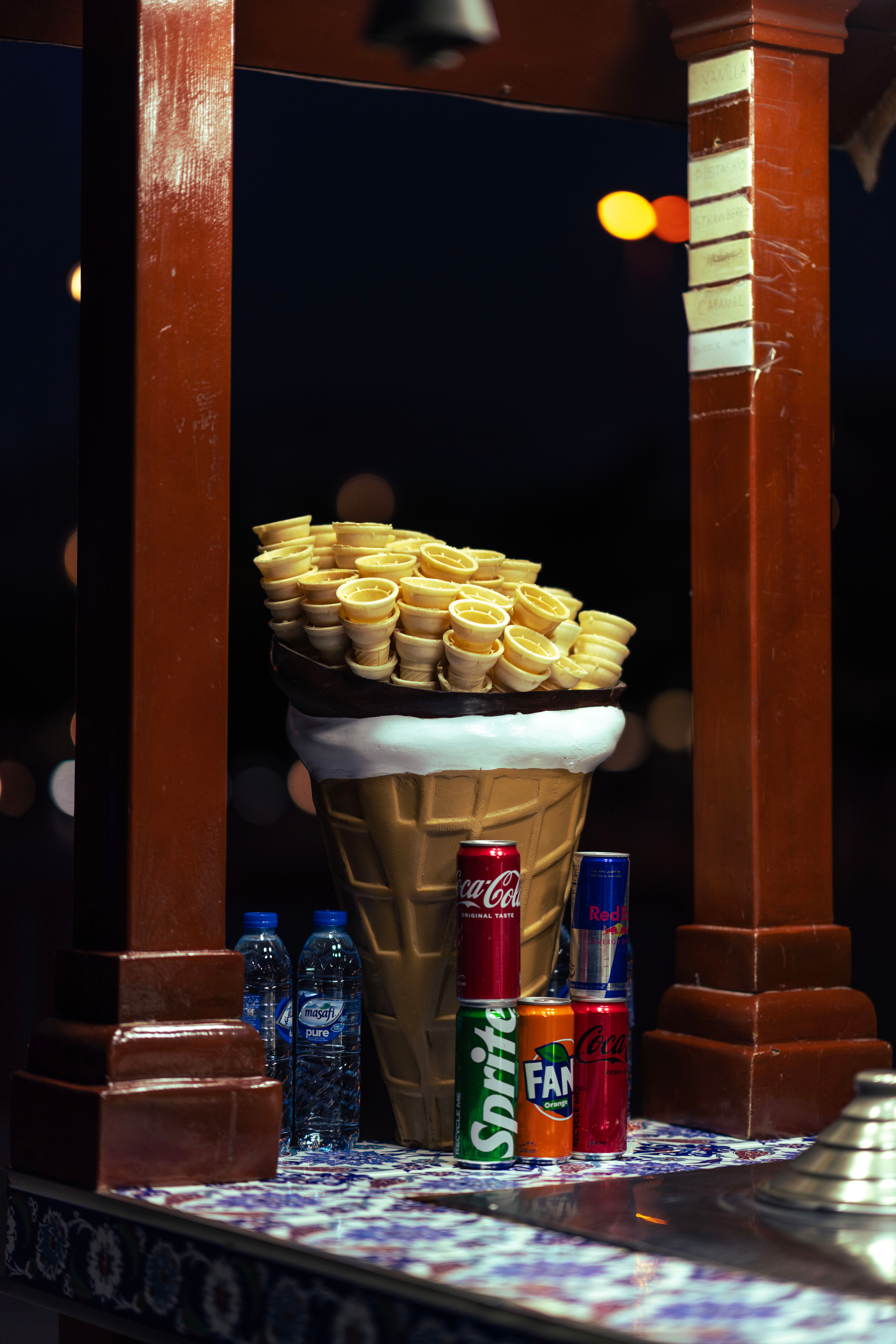 Sodas, Water and Ice Cream Cones · Free Stock Photo