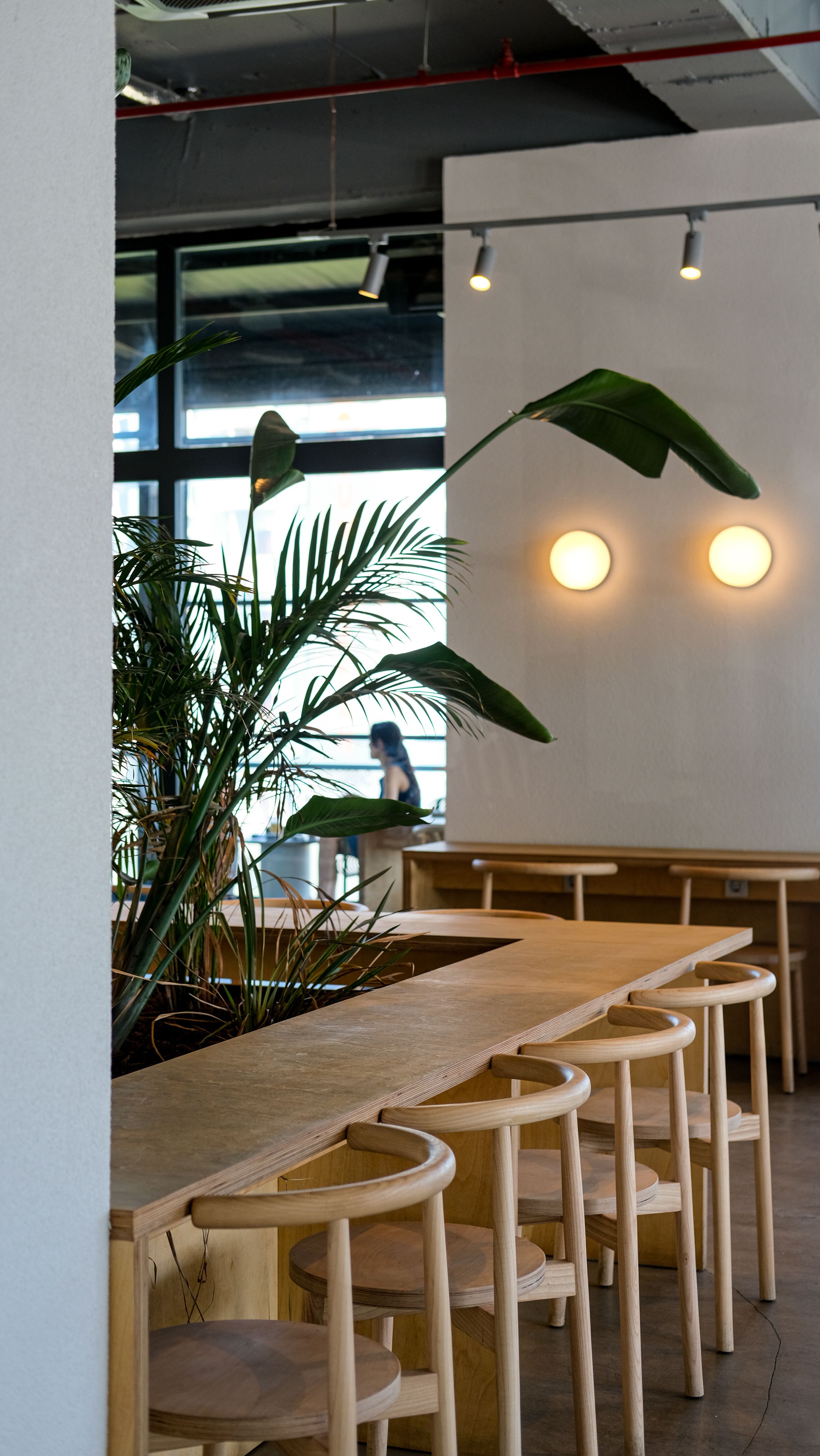 Empty Chairs by Long Cafe Table · Free Stock Photo