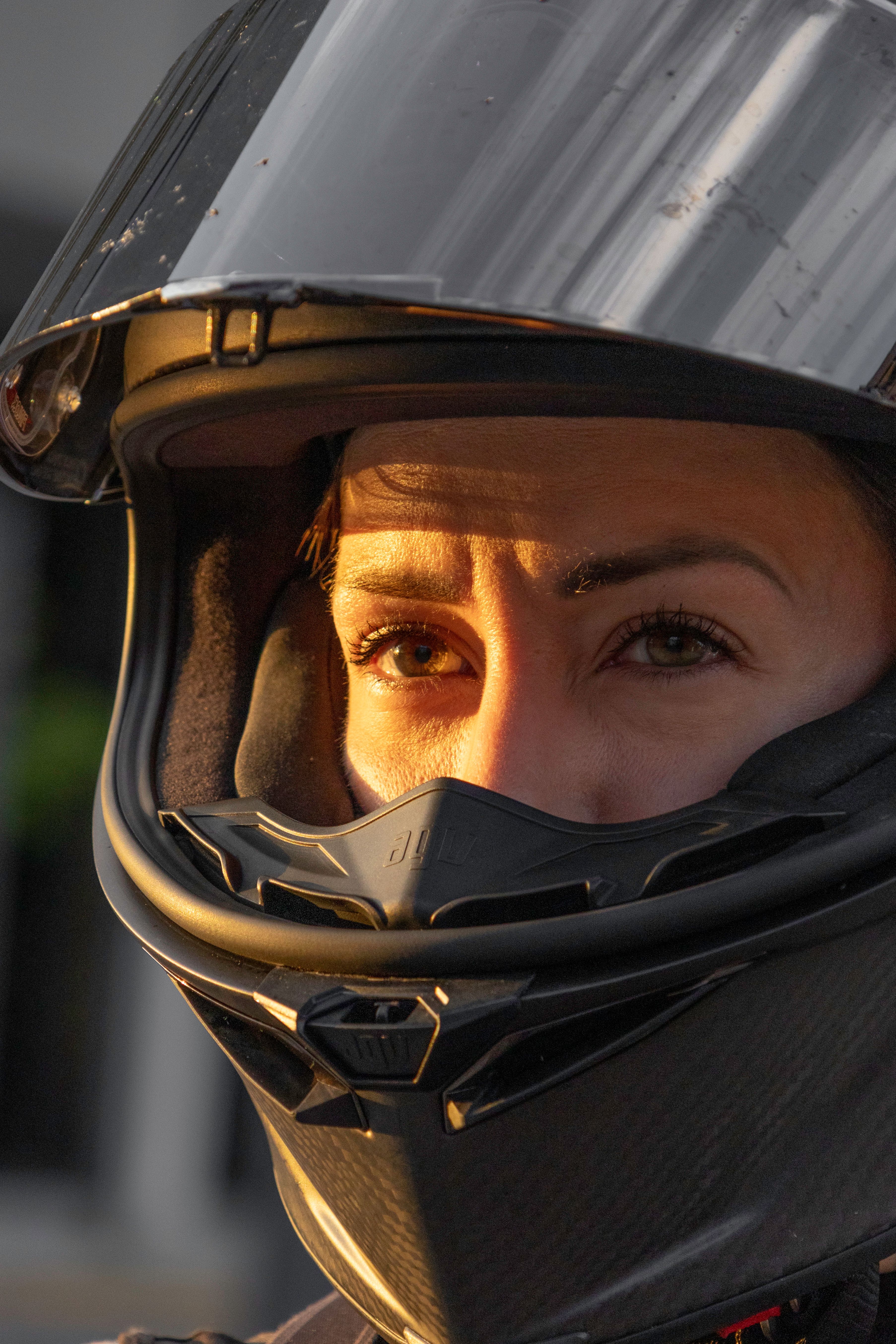 Face of a Woman in a Helmet · Free Stock Photo