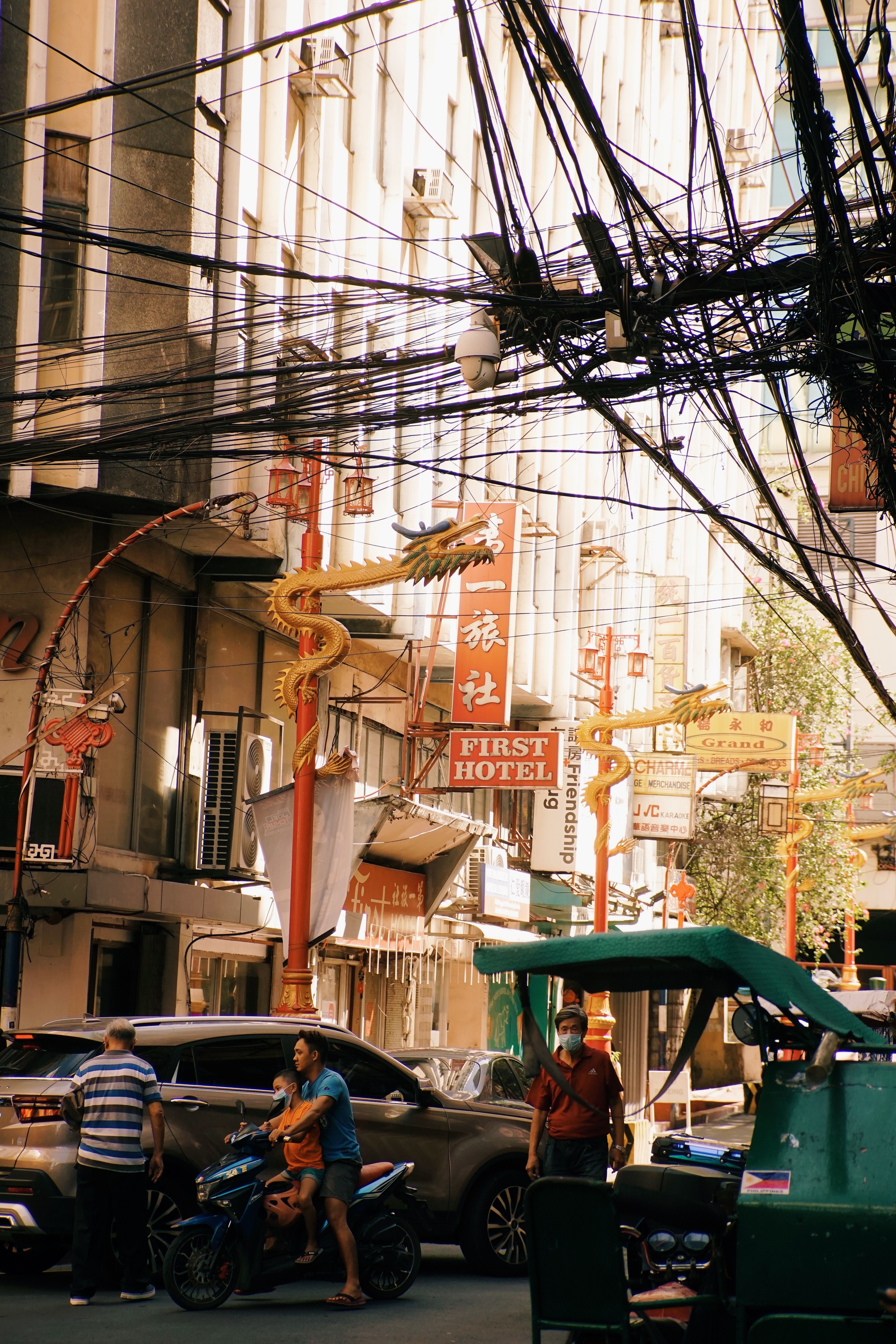 Power Lines over Street in Town · Free Stock Photo