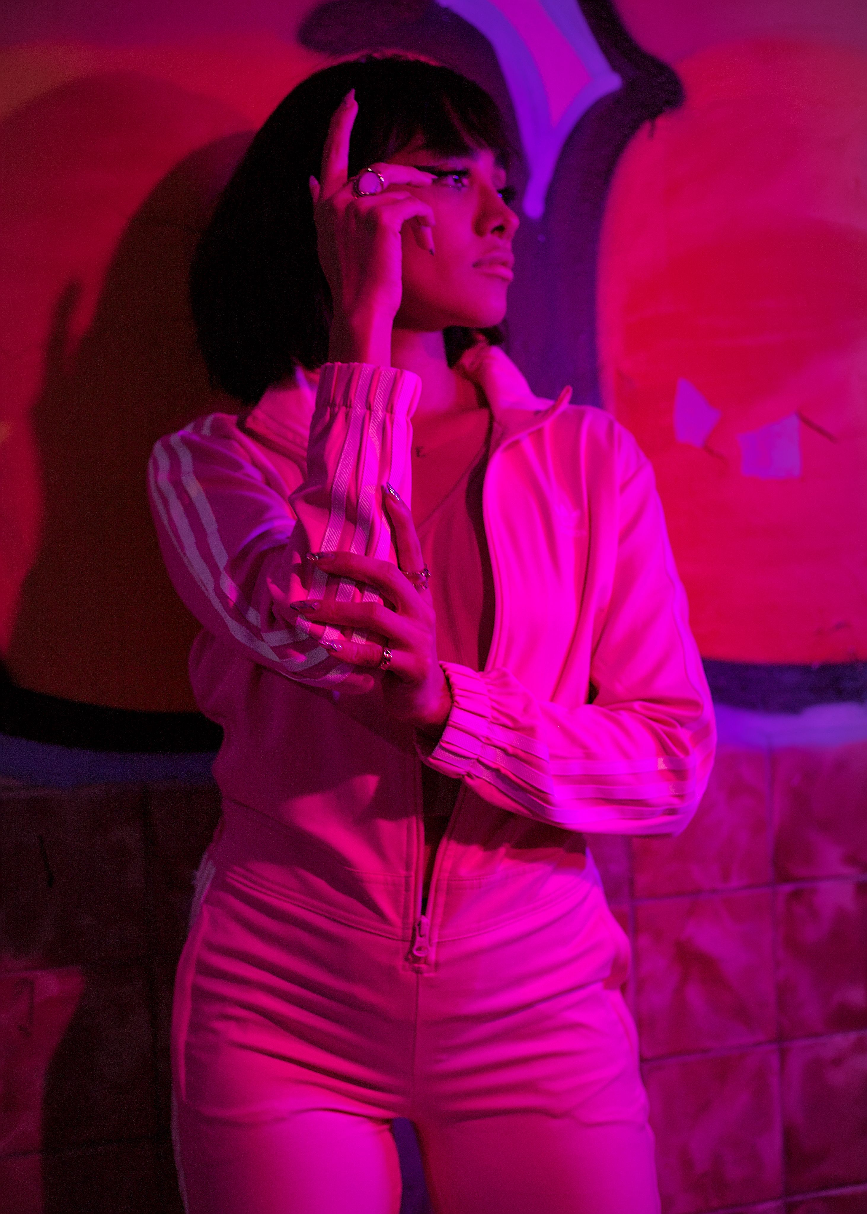 Portrait of Woman in Pink Light · Free Stock Photo