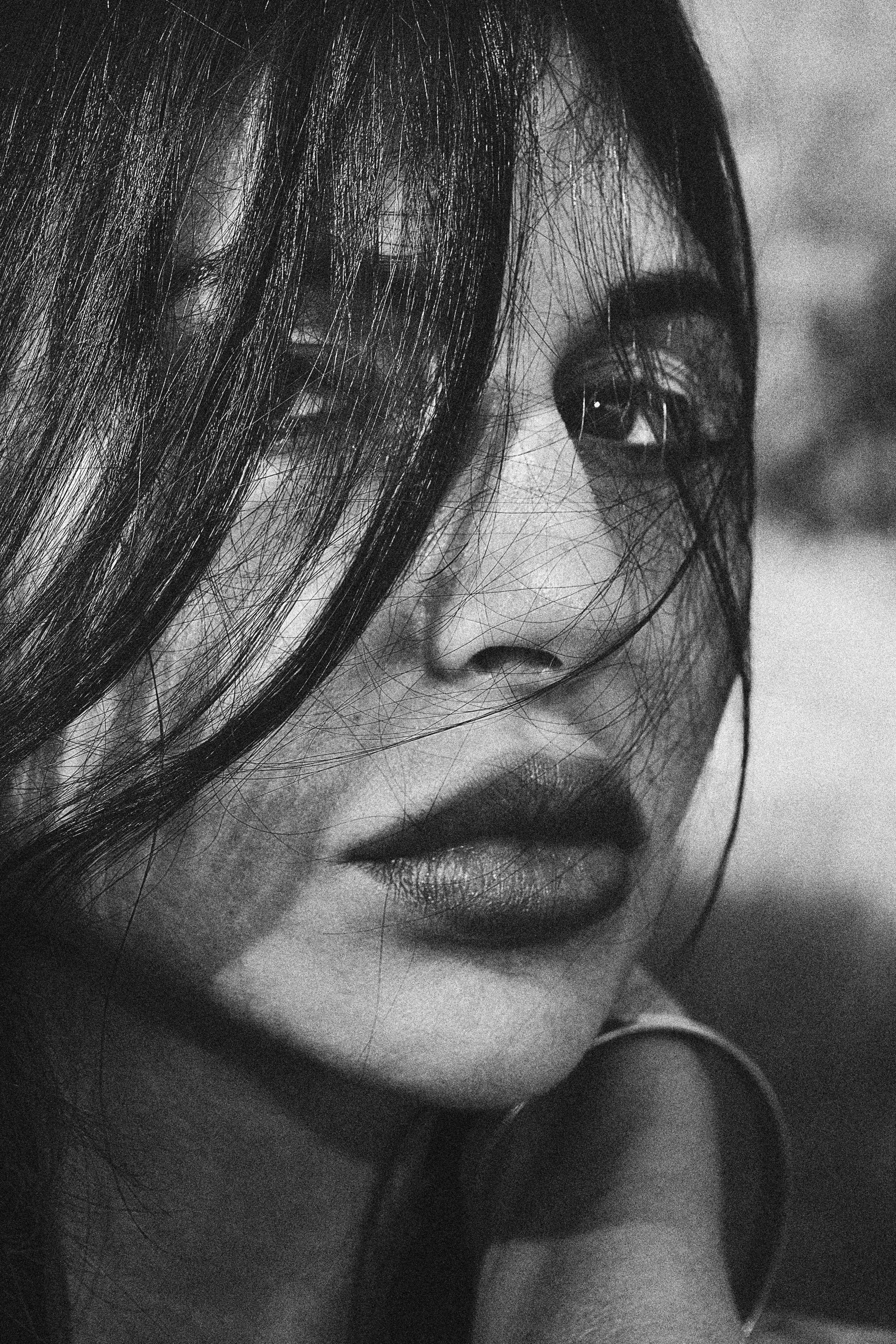 Woman Posing with Face Covered by Hair · Free Stock Photo