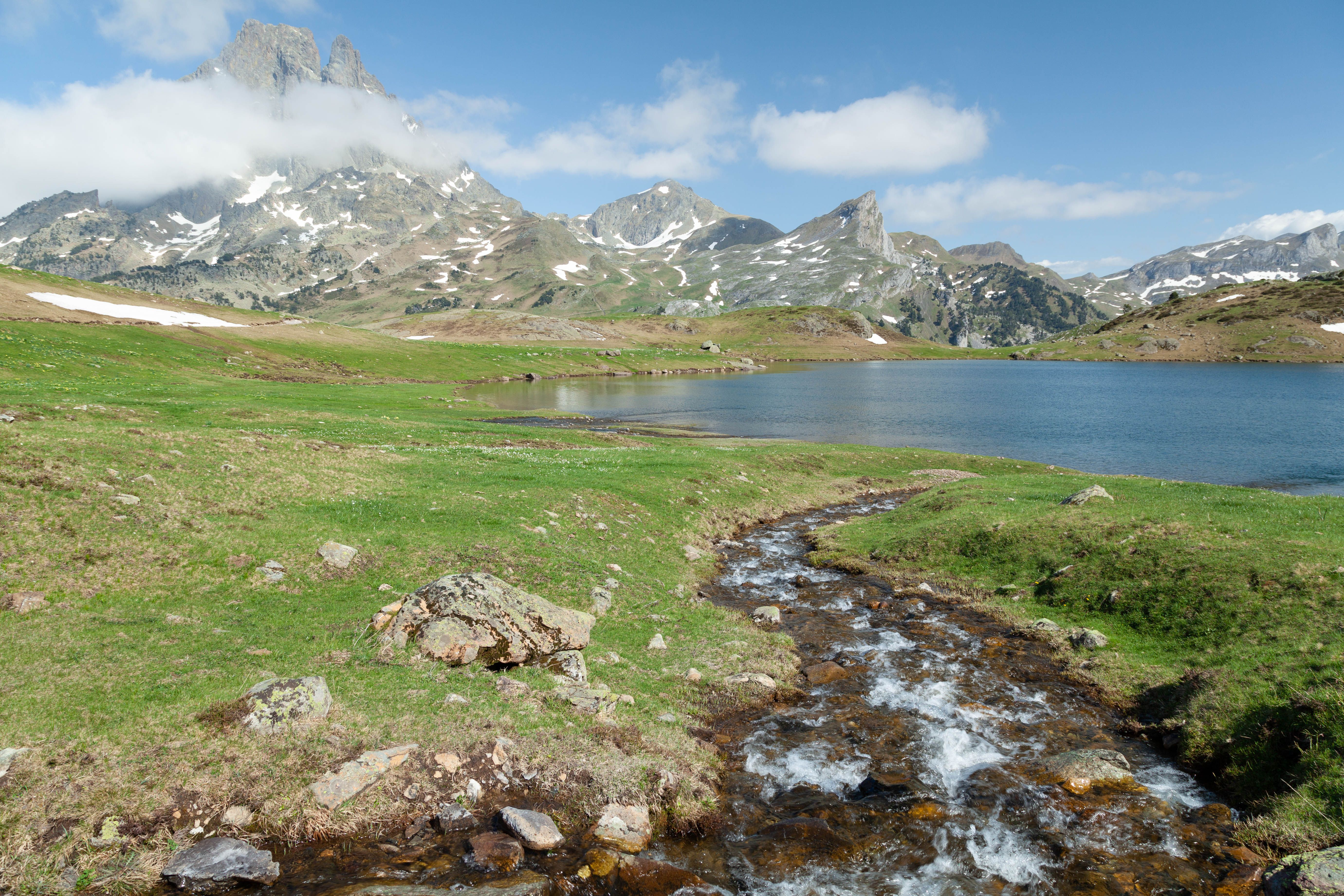 Stream and Lake in Mountains · Free Stock Photo