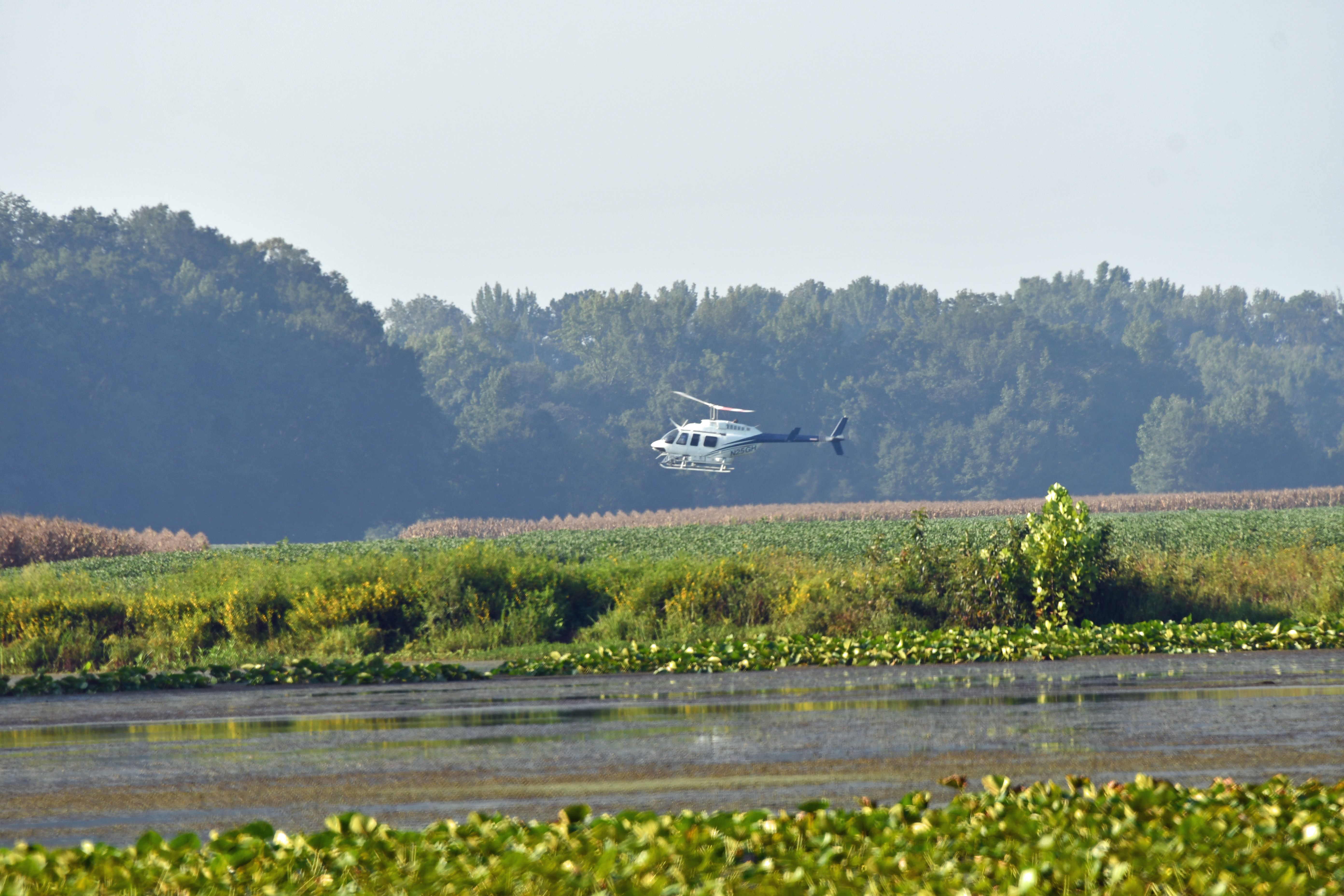 A Helicopter Flying over a Field · Free Stock Photo