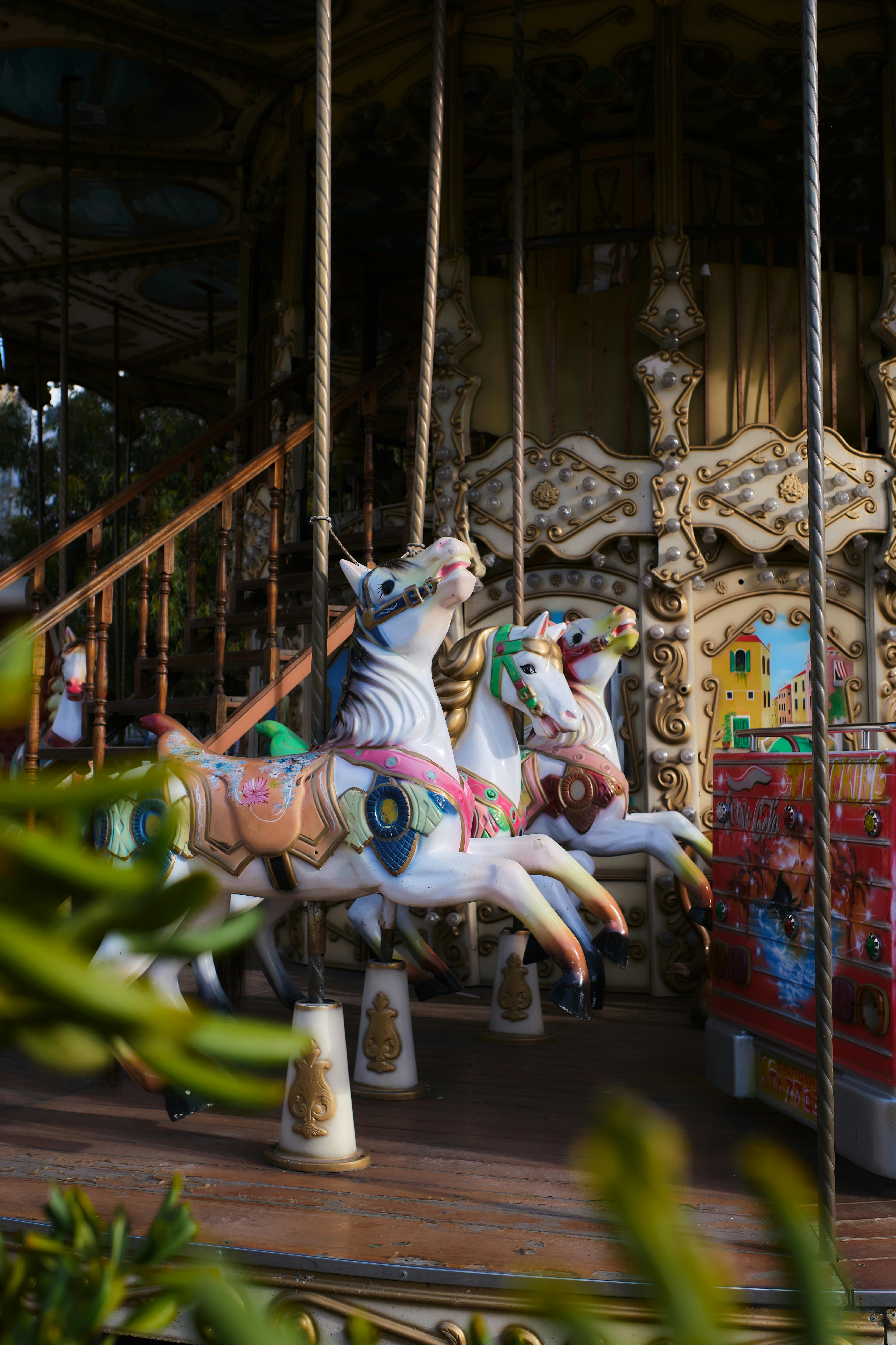 White and Blue Horse Carousel · Free Stock Photo