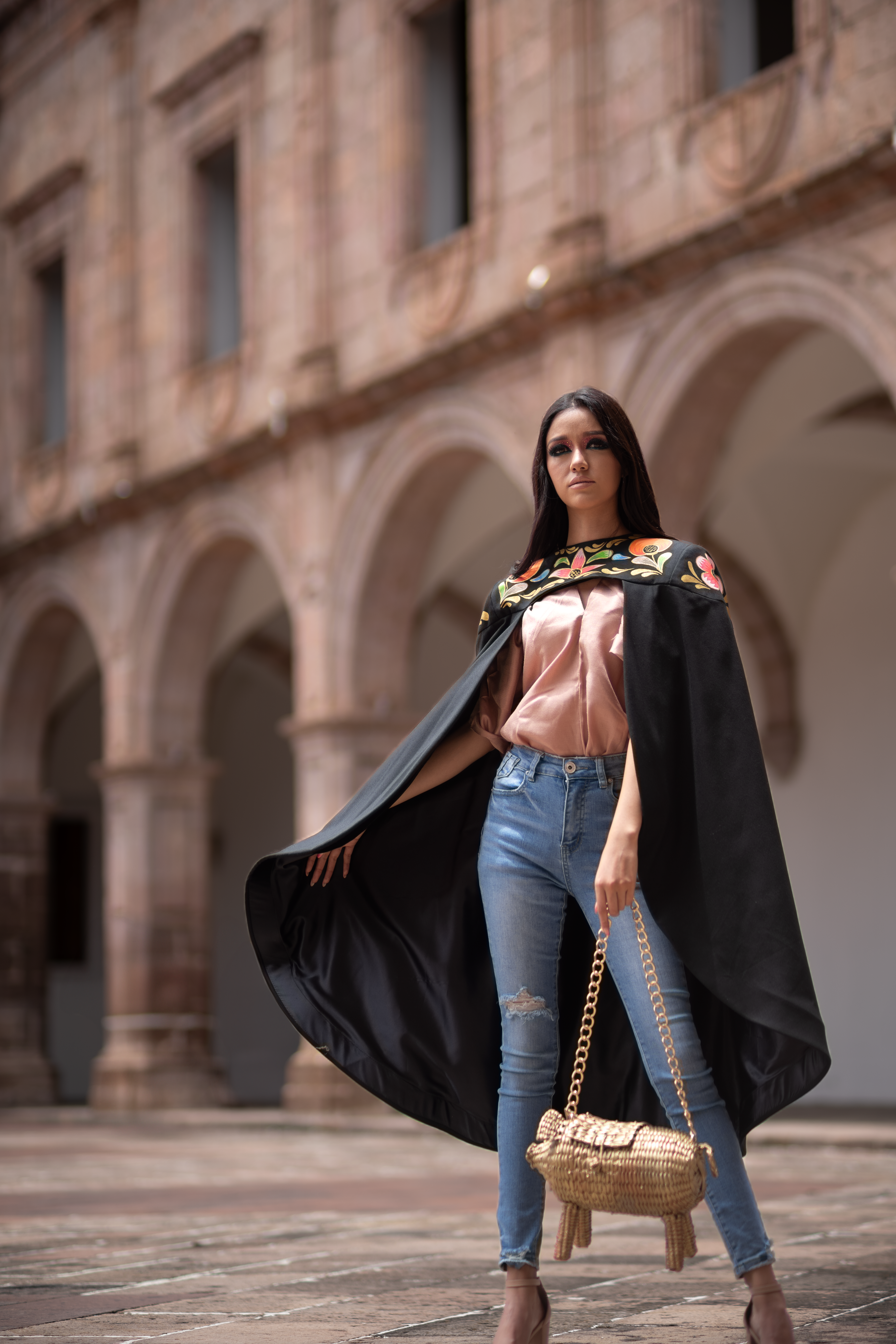 Woman in Cloak and with Bag · Free Stock Photo