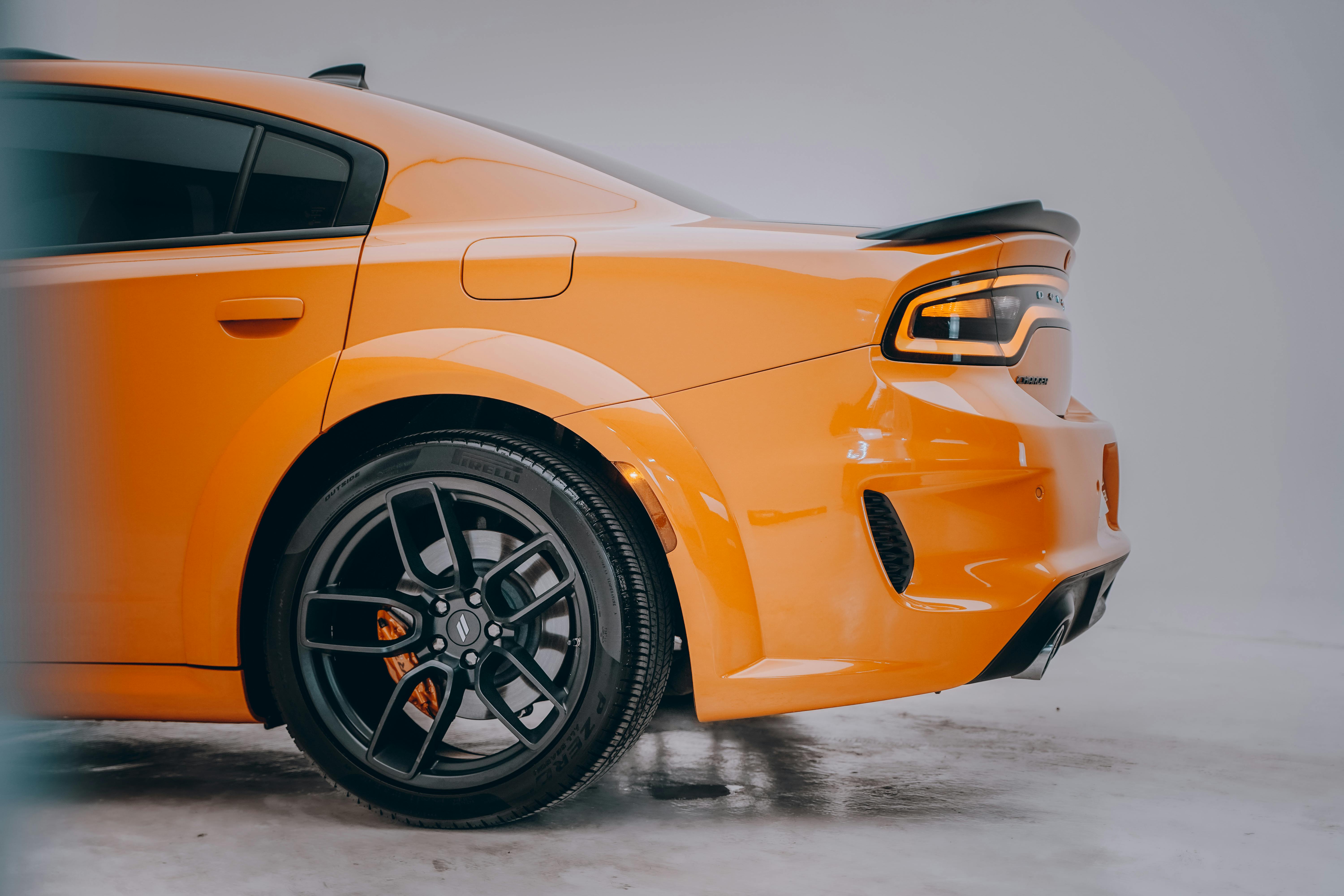 Back of an Orange 2021 Dodge Charger · Free Stock Photo