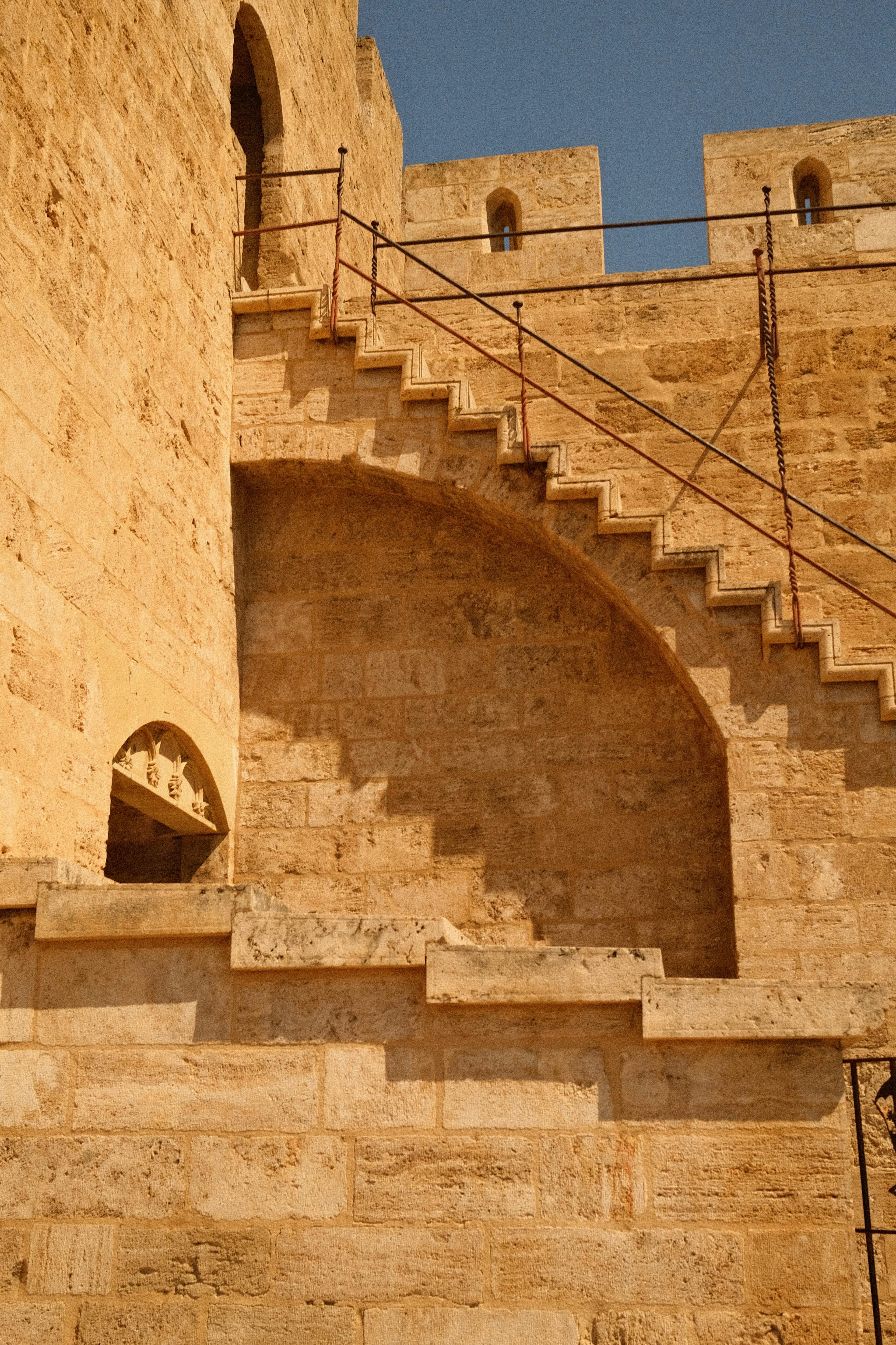 Stone Fortification Wall with Stairs · Free Stock Photo