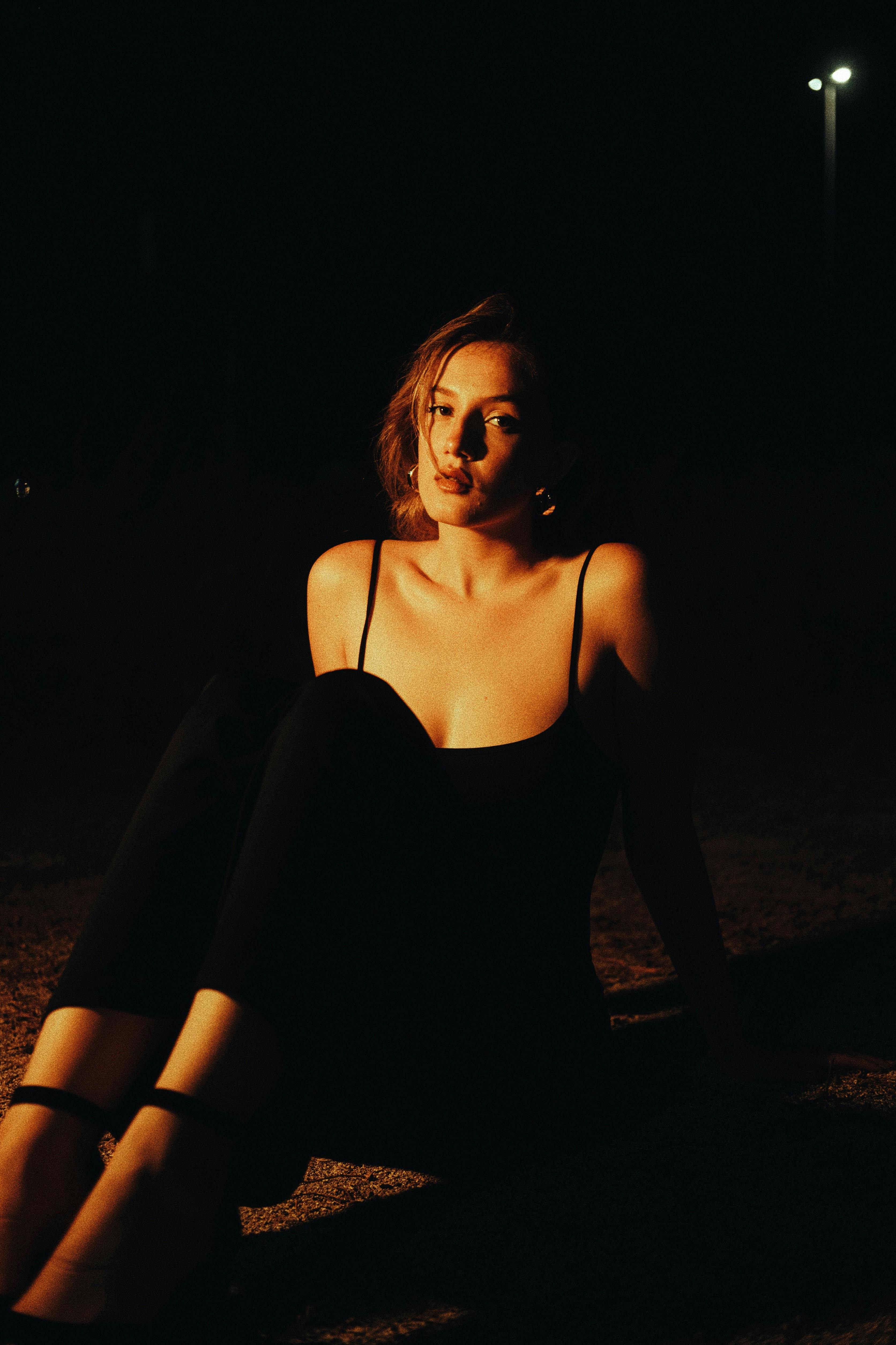 Fashion Model Posing at Night · Free Stock Photo