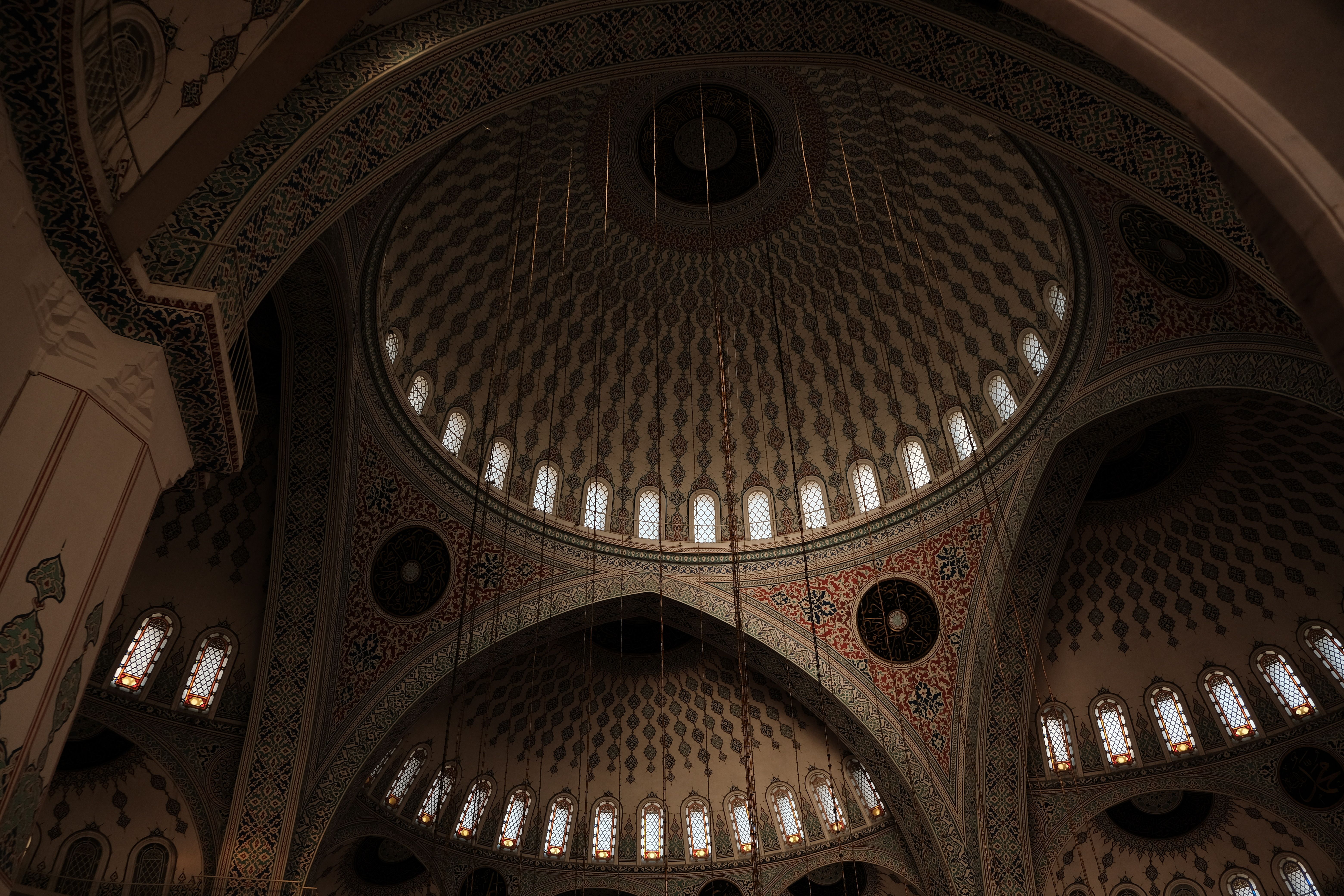 Vaulted and Ornamented Ceiling of Kocatepe Mosque, Ankara, Turkey ...