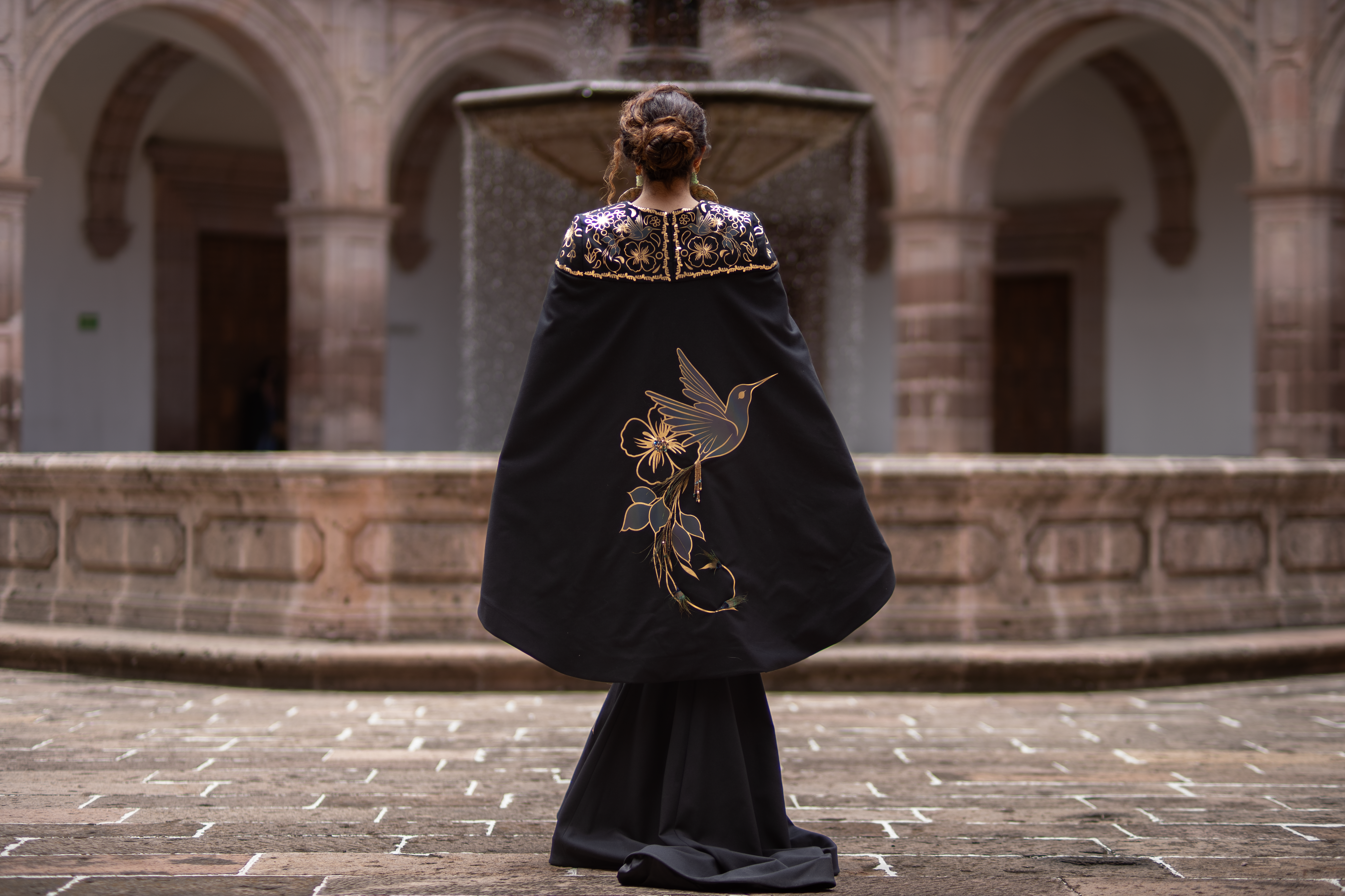 Woman Wearing Cloak with Bird Pattern · Free Stock Photo