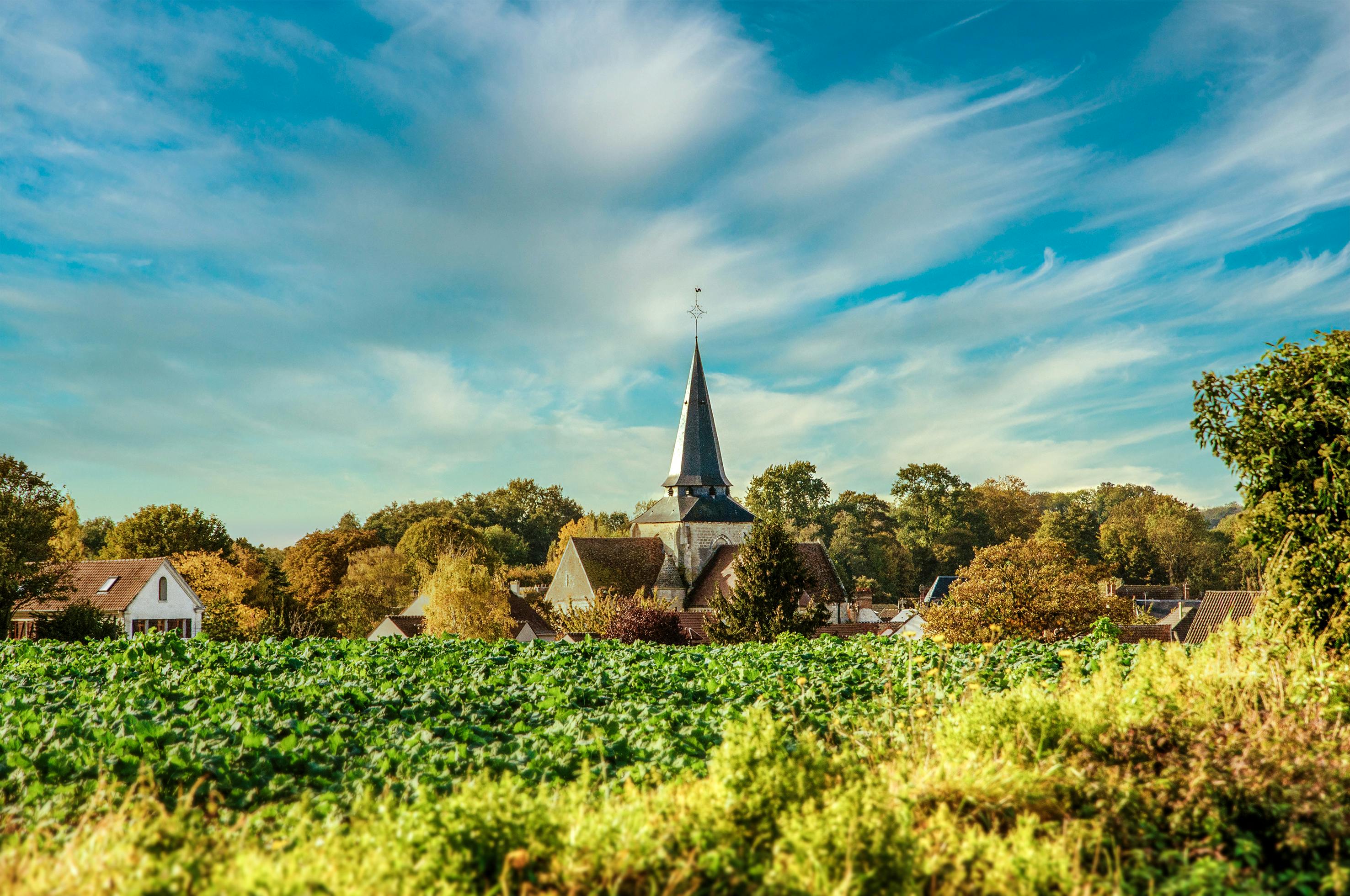 Rural Village with Church · Free Stock Photo