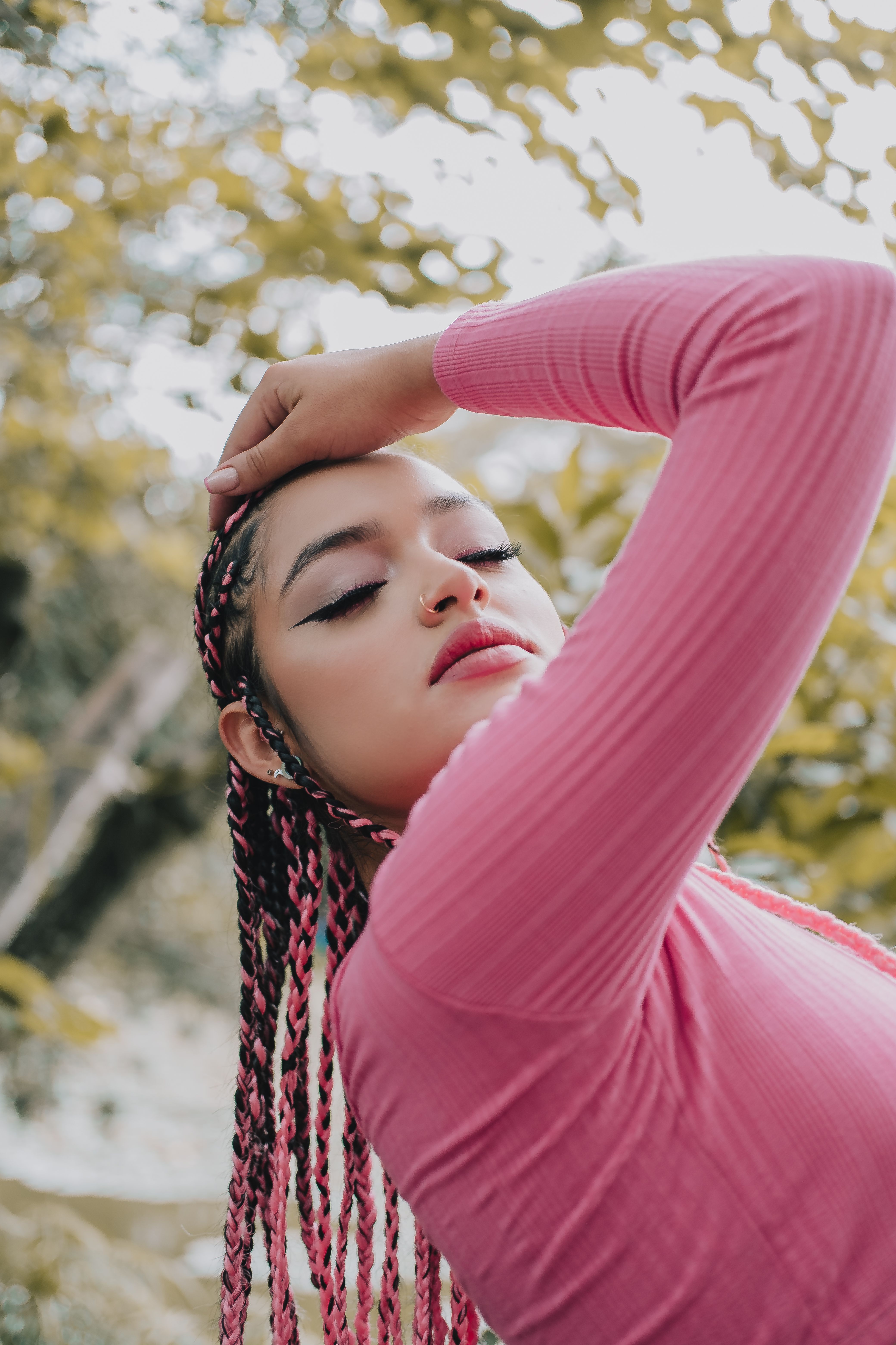 Portrait of Woman in Pink Light · Free Stock Photo
