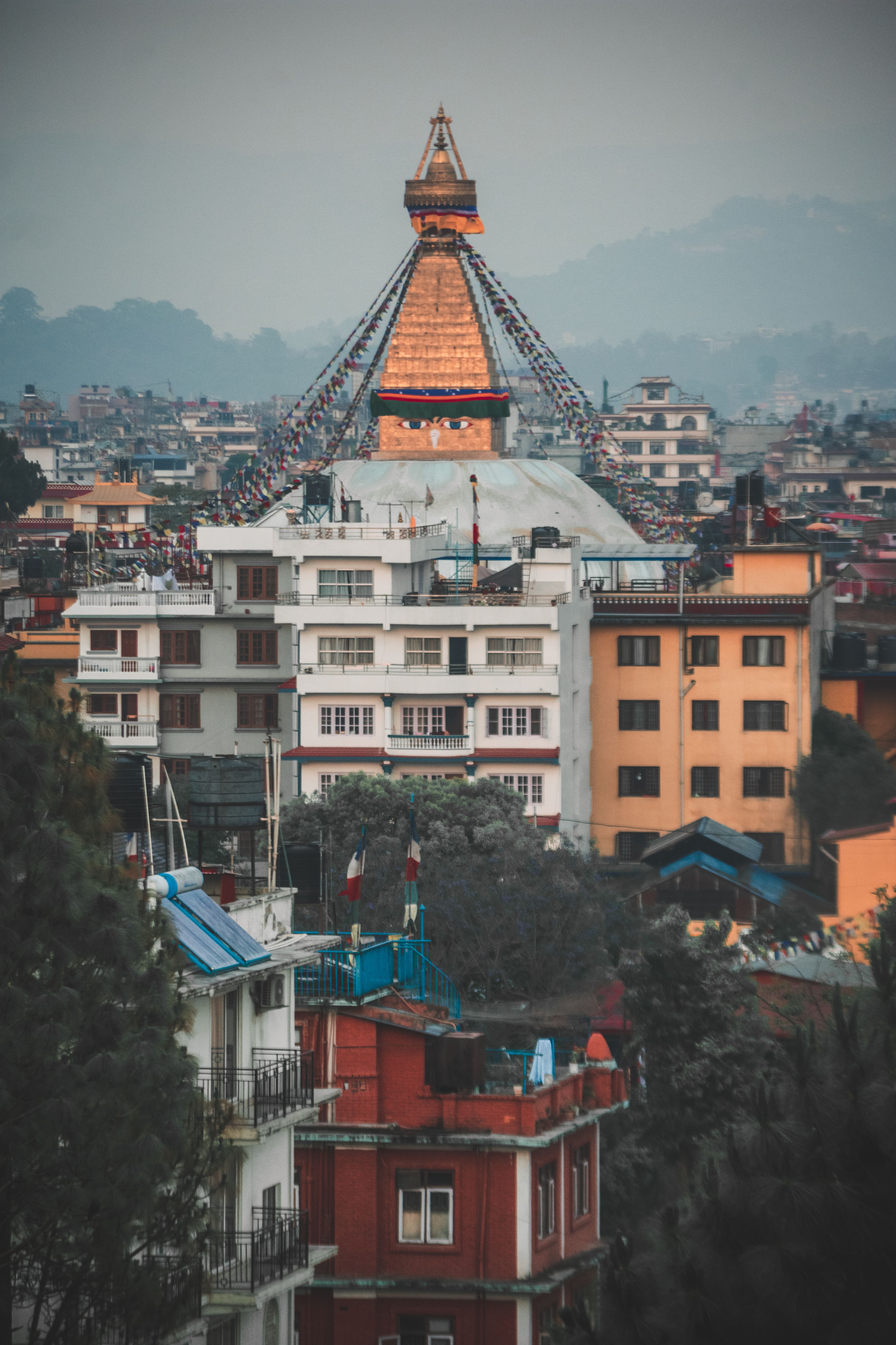 Bird's Eye View of Boudhanath Stupa Buddhist Temple in Kathmandu Nepal ...