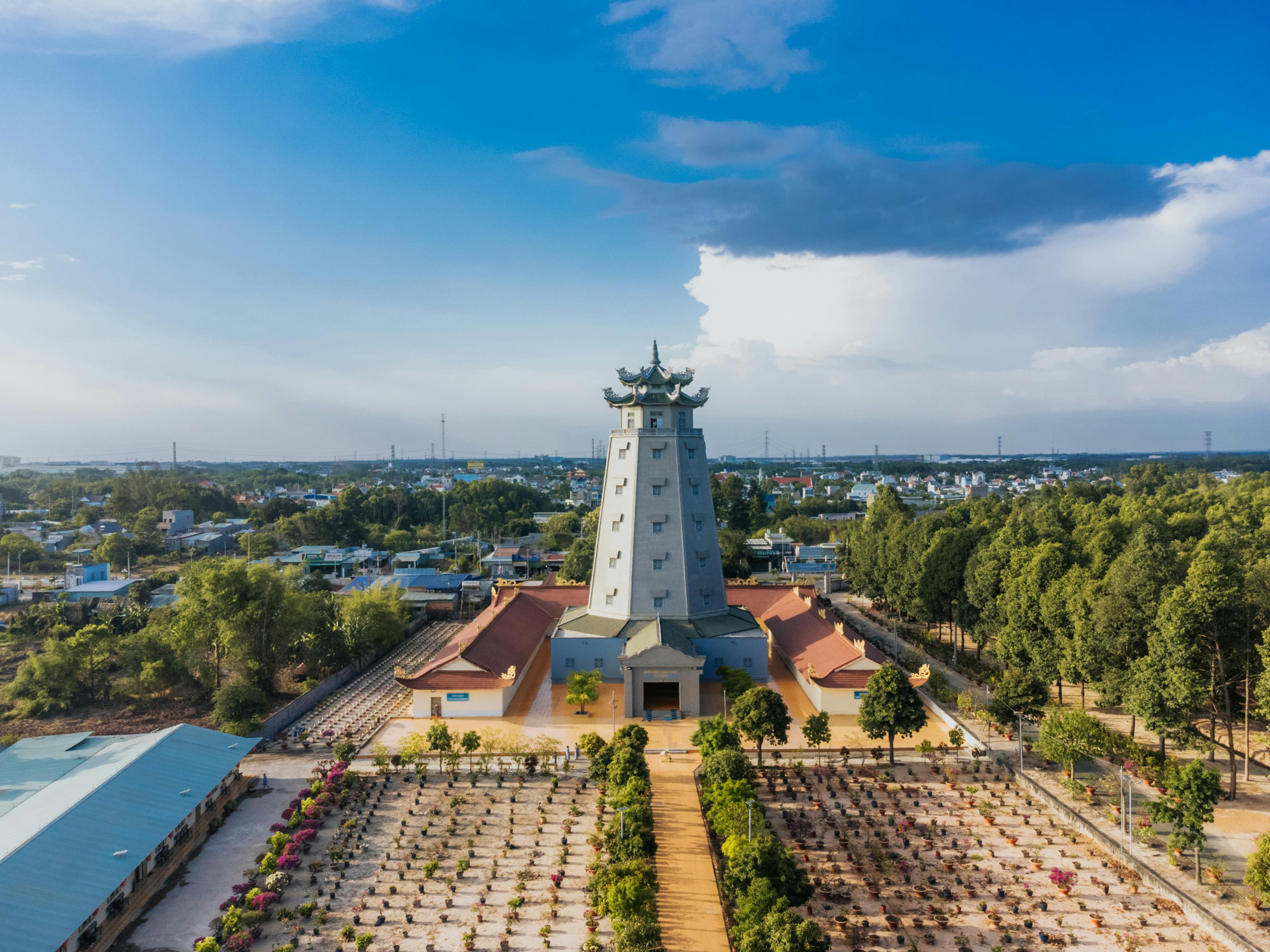 Aerial View of the Dai Tong Lam Pagoda in Ba Ria Vung Tau, Vietnam ...