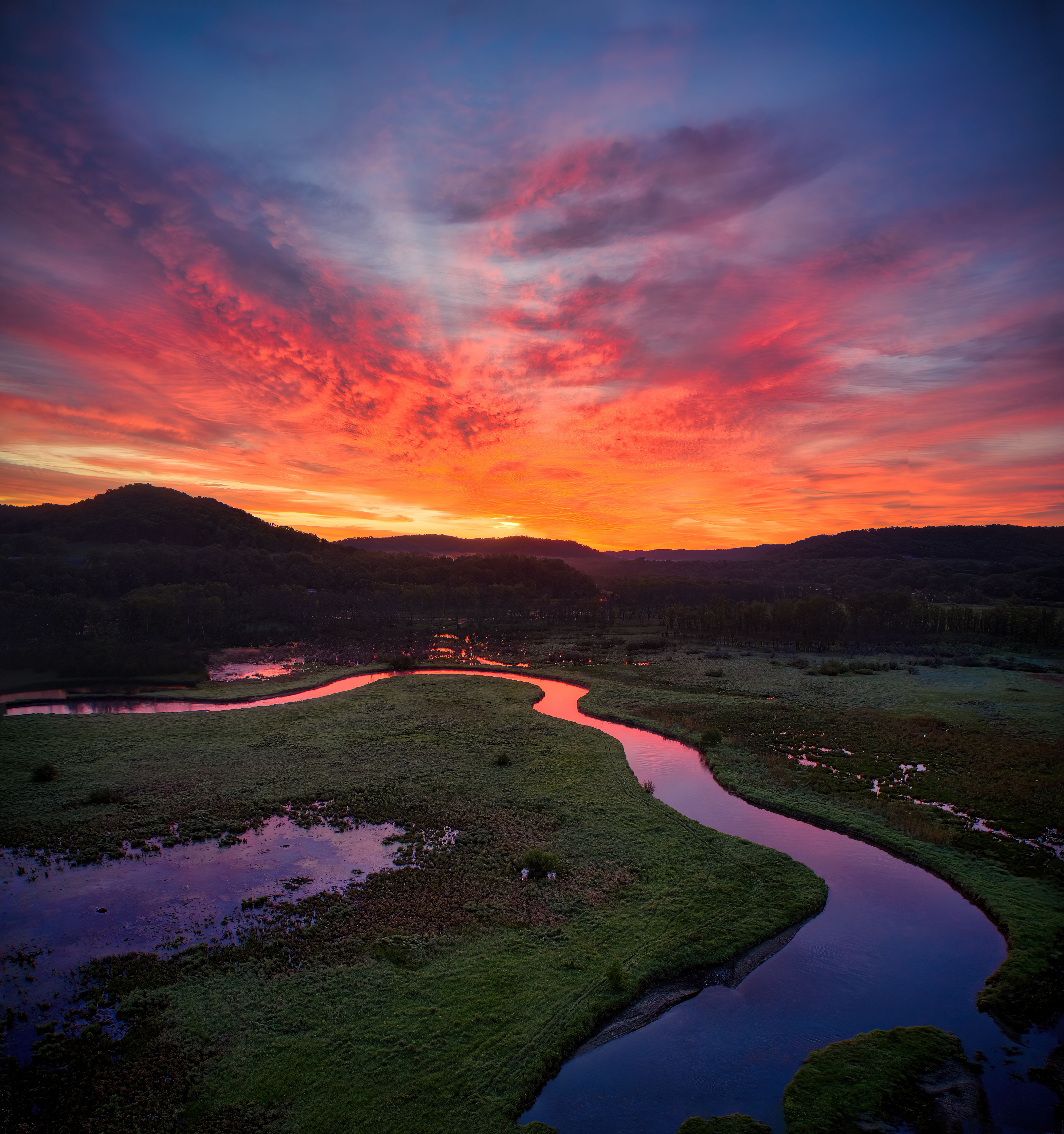Clouds on Red Sky over River at Sunset · Free Stock Photo