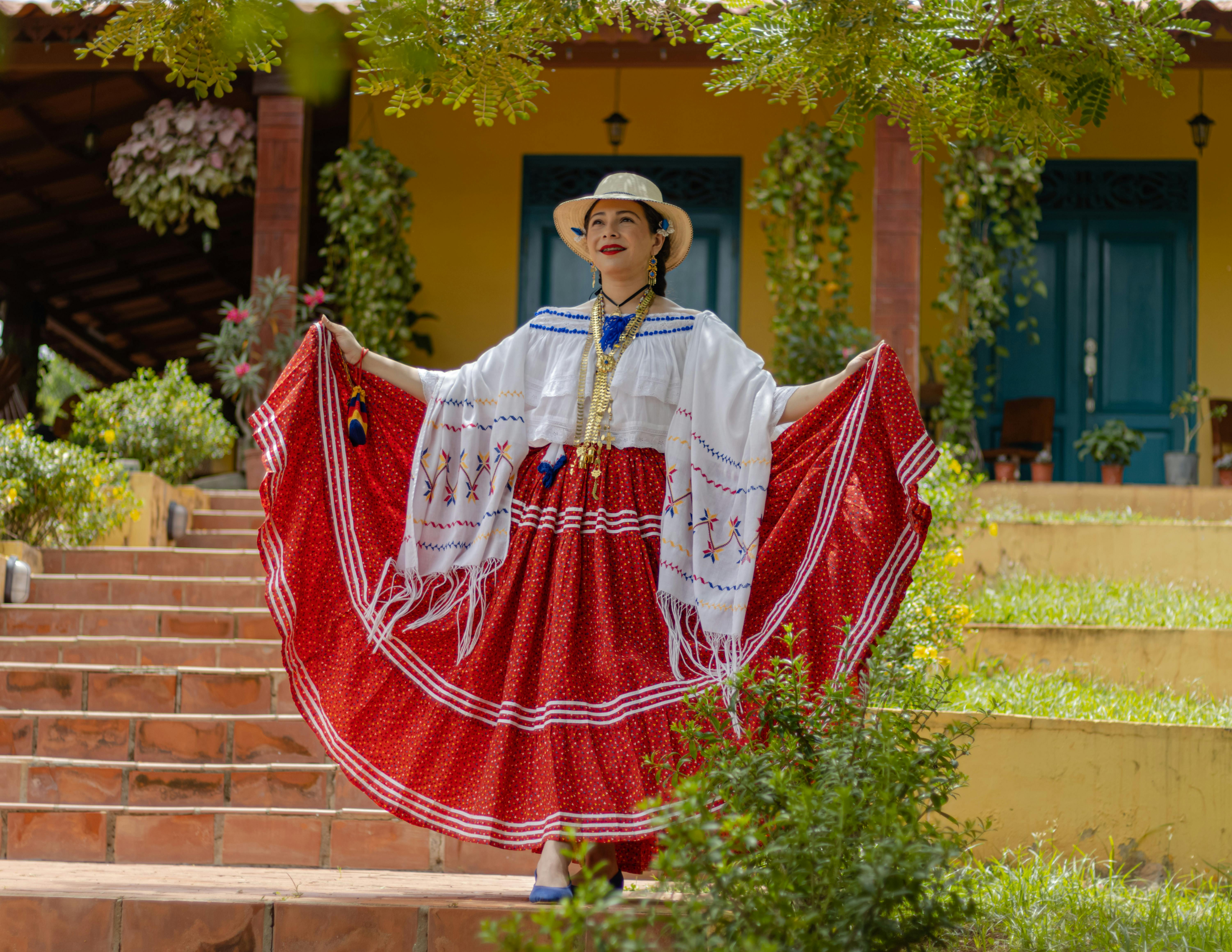Woman Posing in Traditional Panamanian Costume · Free Stock Photo