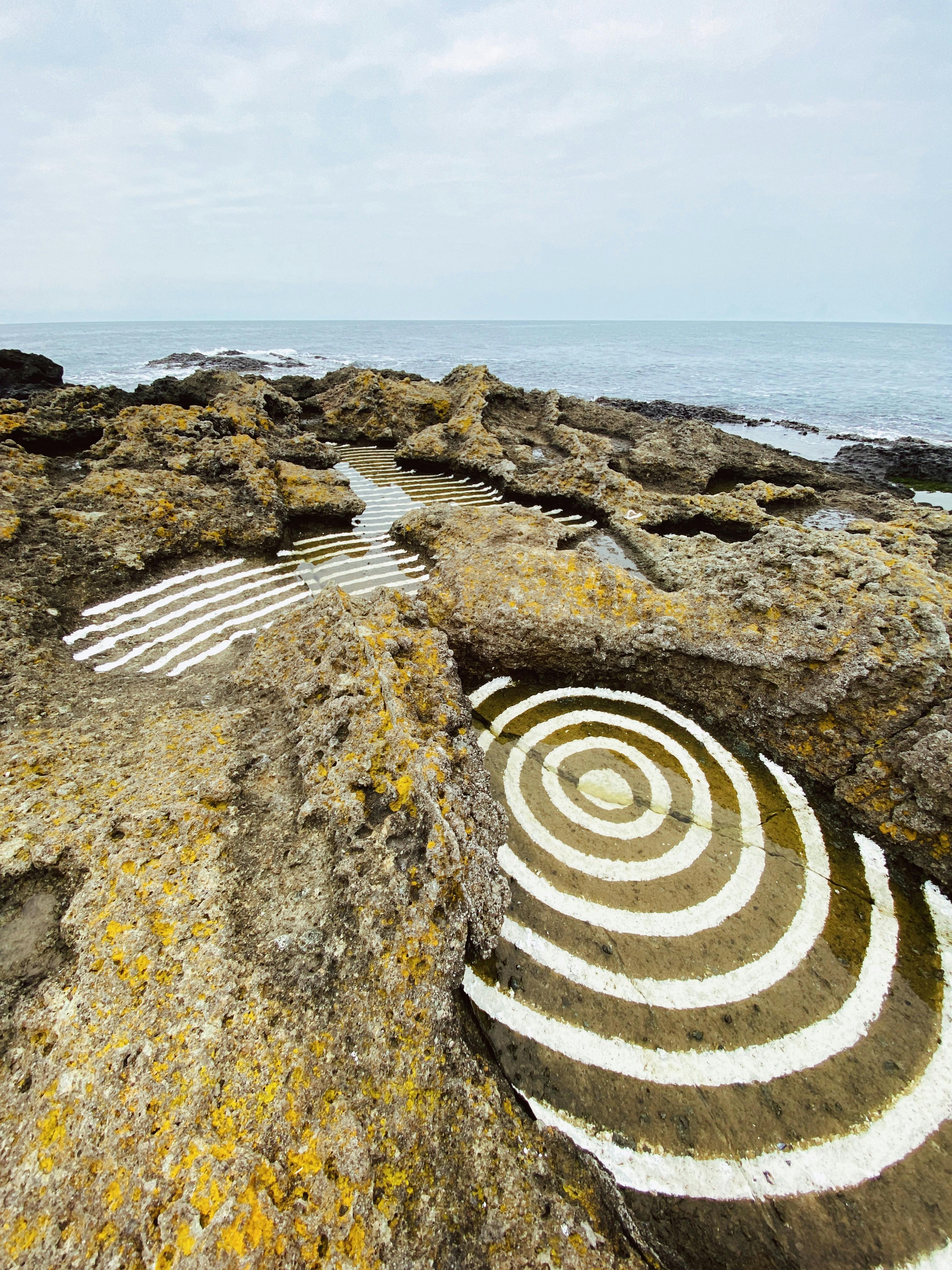 Circular Markings on a Rocky Seashore · Free Stock Photo