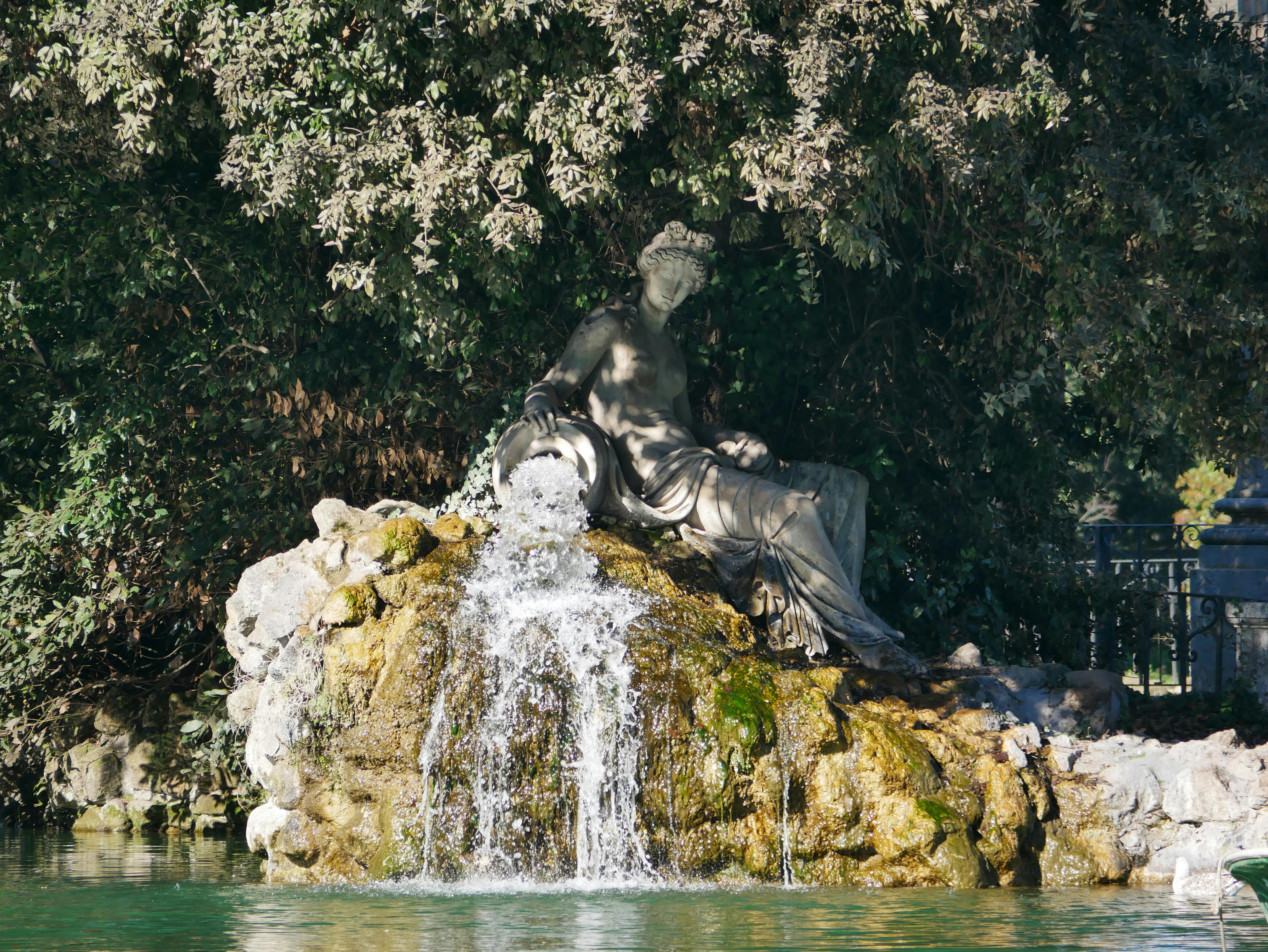 Fountain with a Nymph Statue in a Park, Villa Borghese. Rome, Italy ...