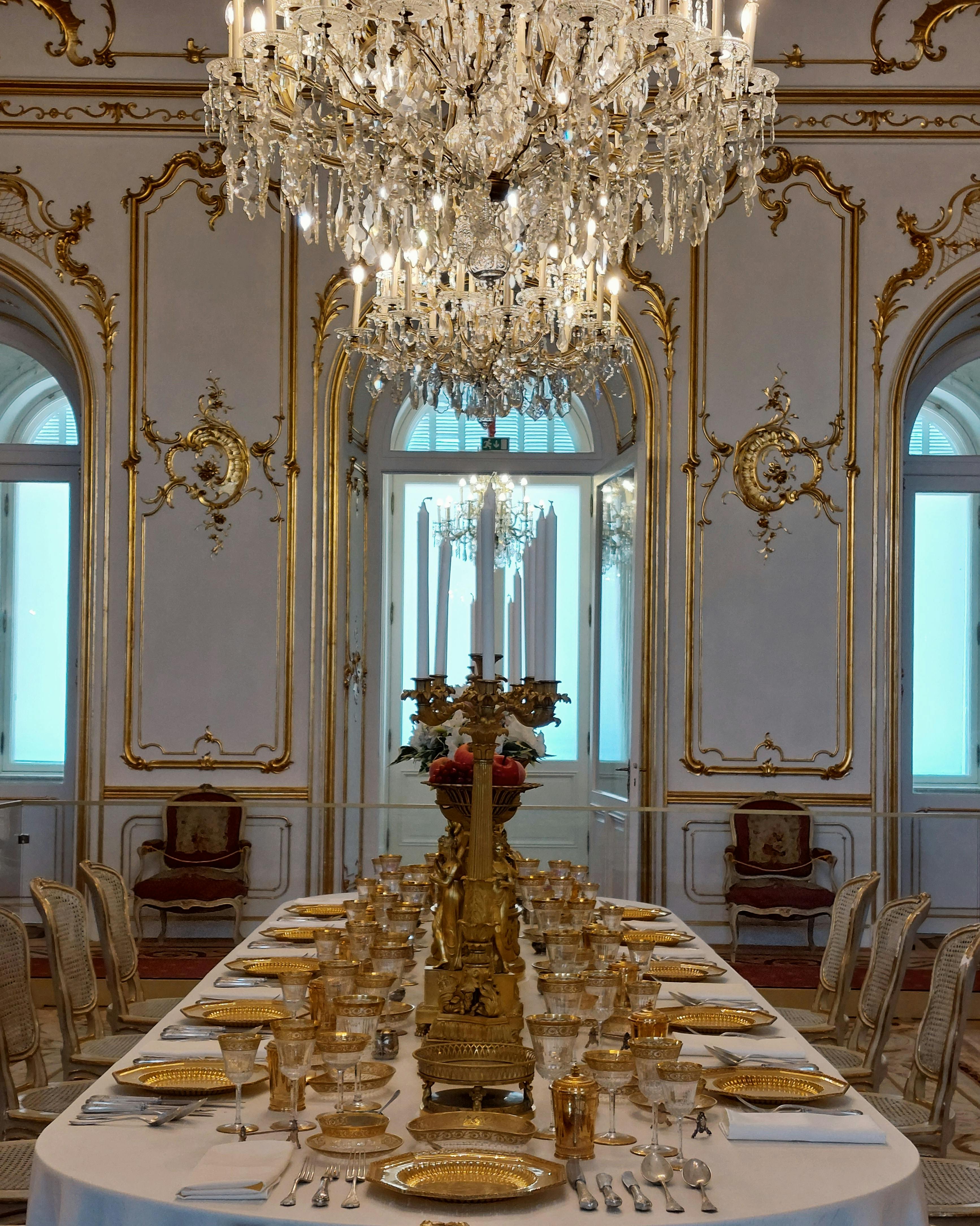 Chandelier over Table in Palace · Free Stock Photo