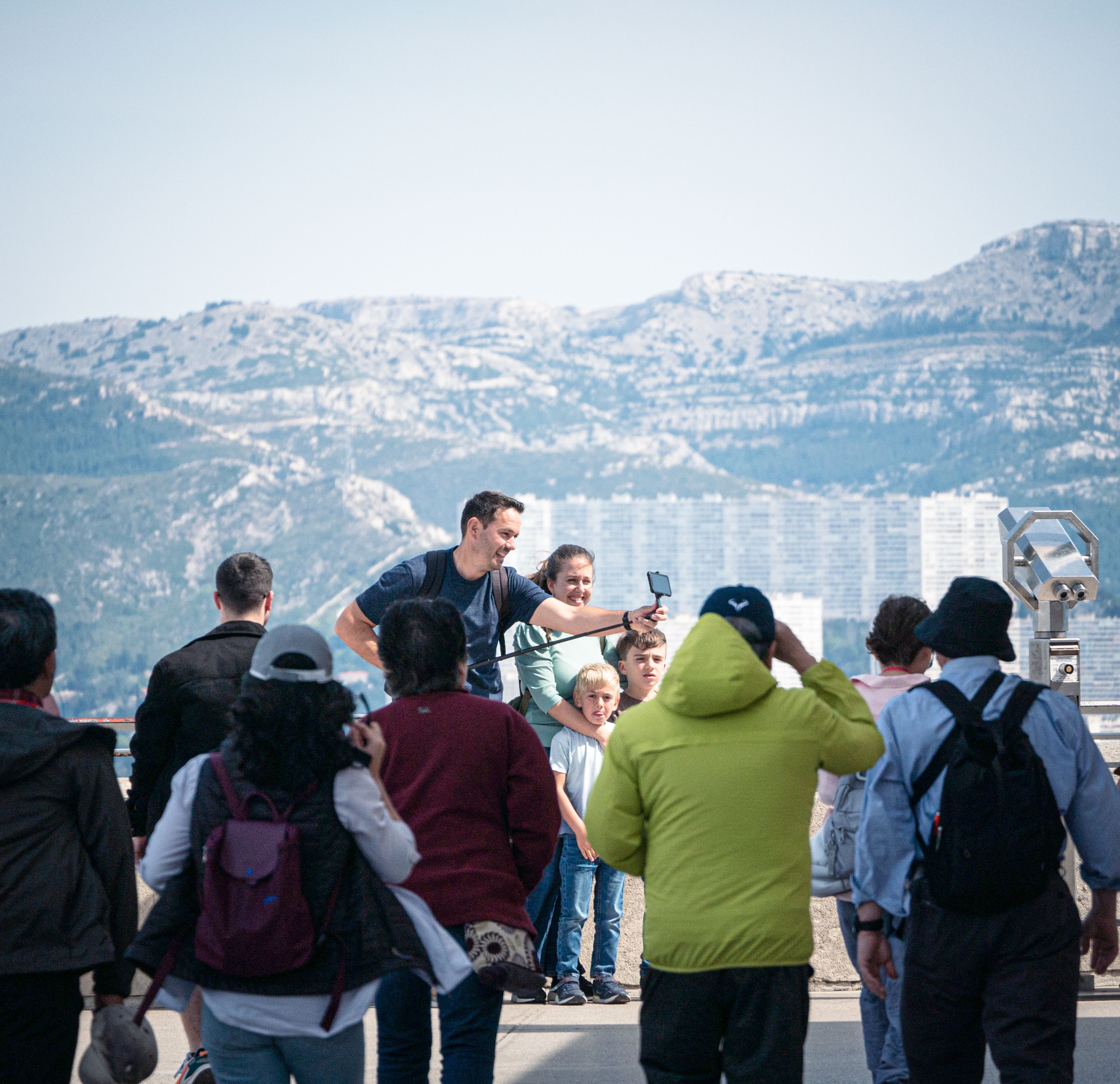 View of People in a Crowd Taking a Selfie on the Background of ...