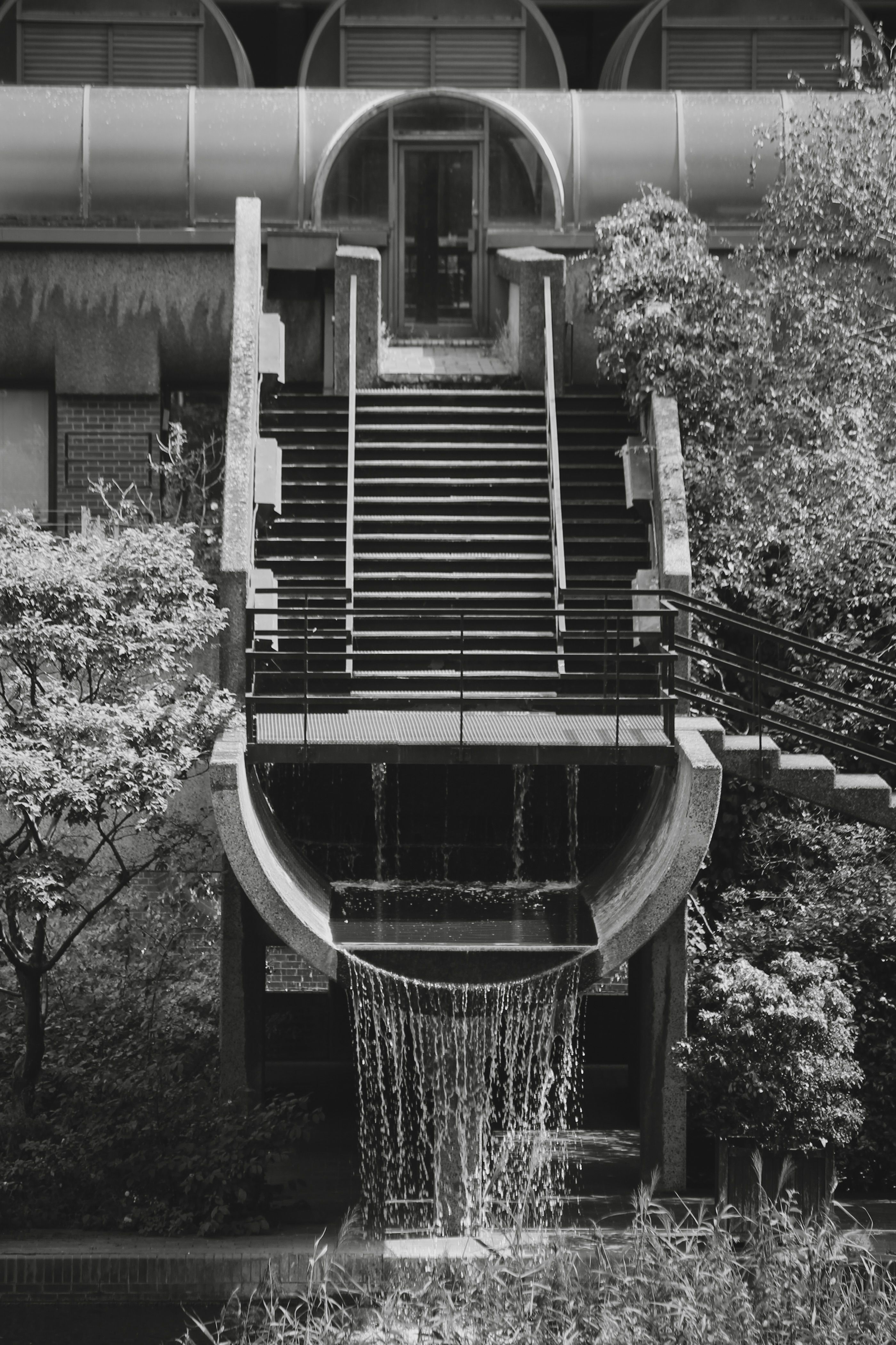 Staircase with Decorative Waterfall · Free Stock Photo