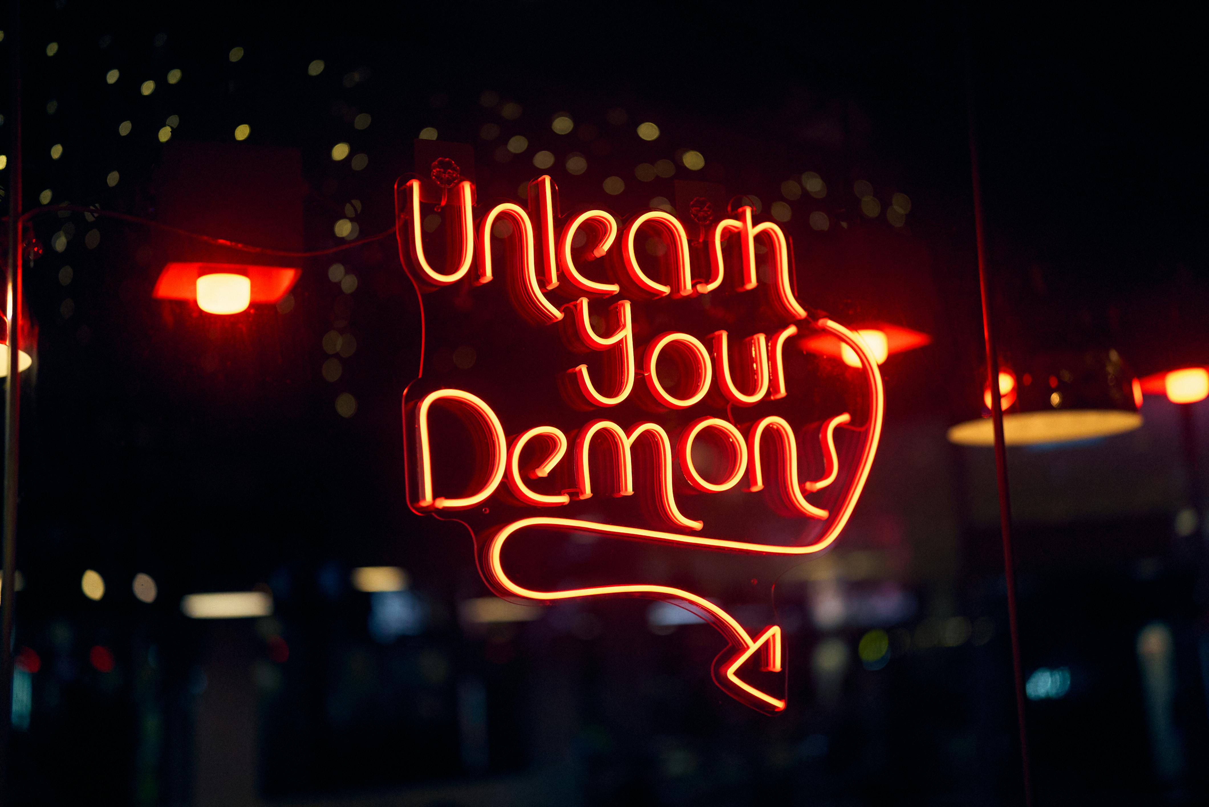 Neon Text at Night · Free Stock Photo