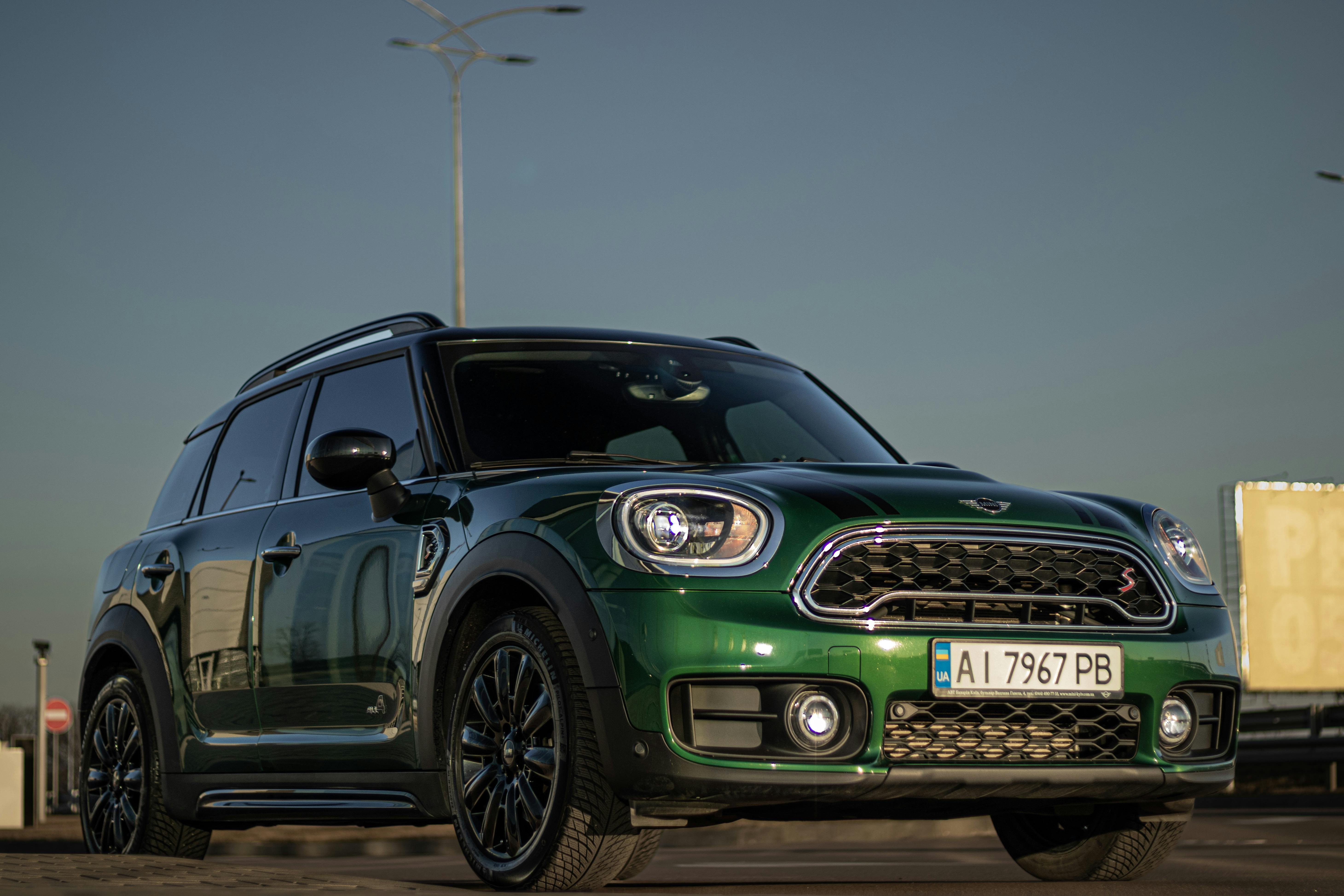 Green Mini Cooper Headlight · Free Stock Photo
