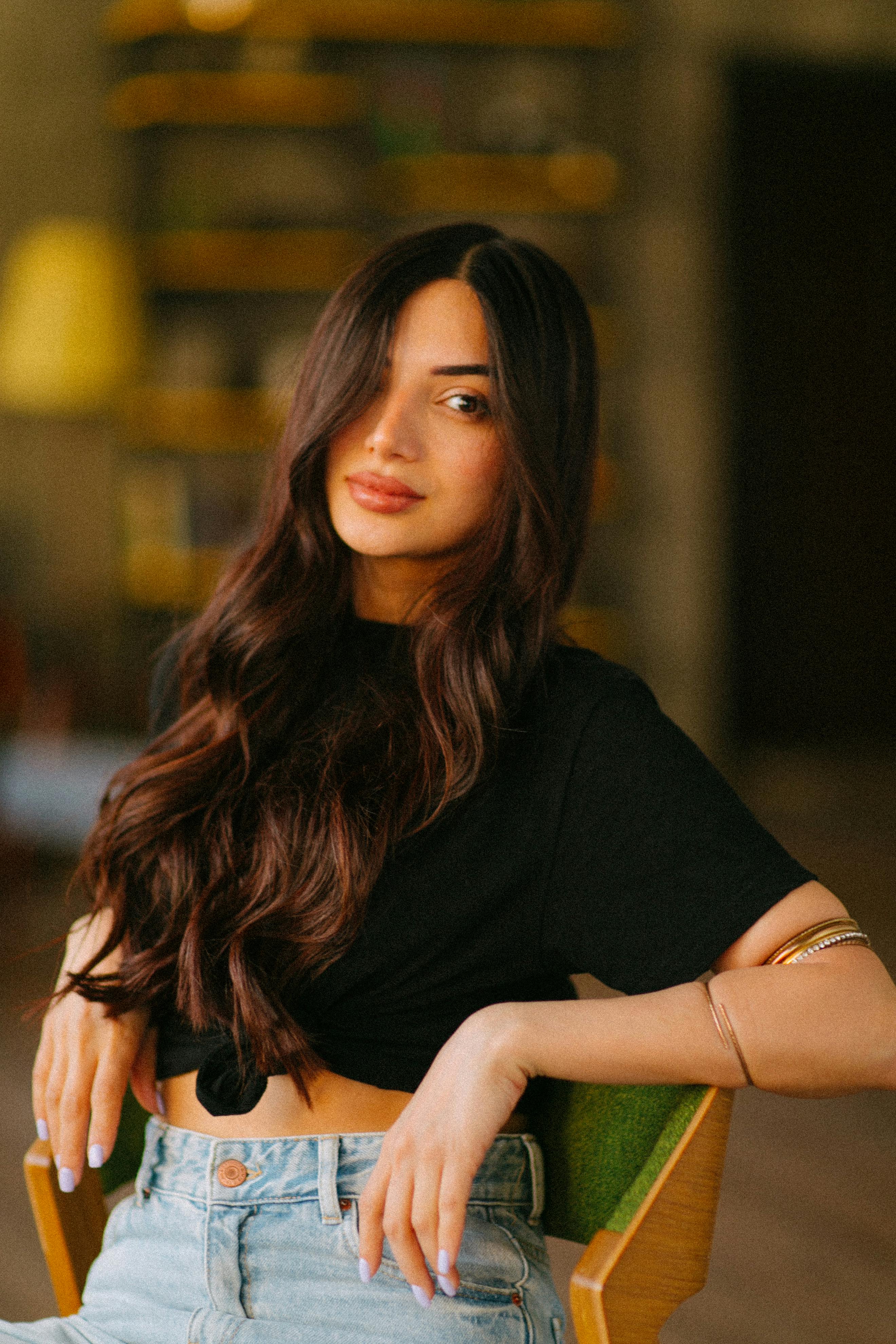 Model Posing in Black Tshirt · Free Stock Photo