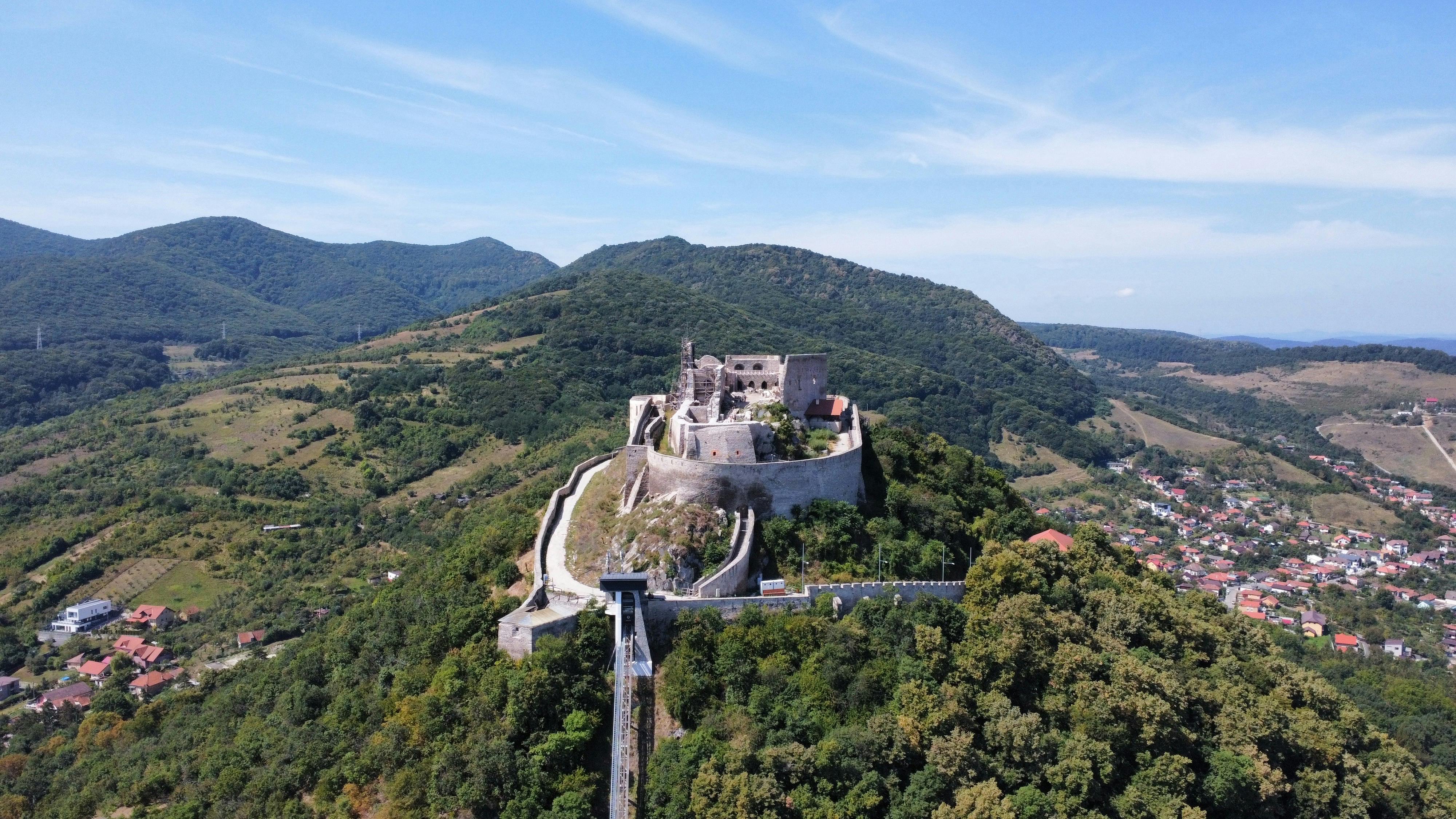 Aerial Panorama of a Fortress on top of a Hill, Deva, Romania · Free ...