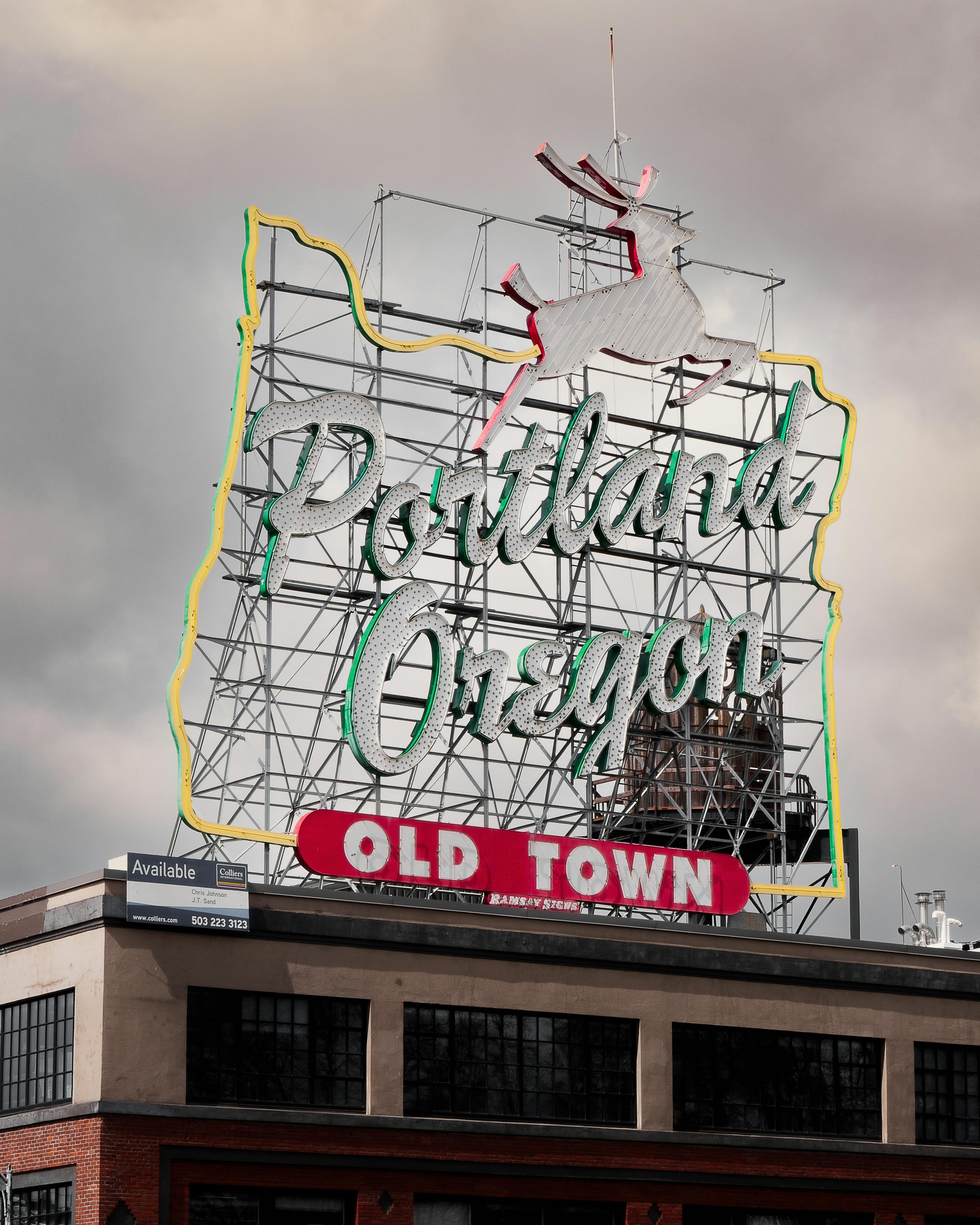 Portland Sign on Building Roof · Free Stock Photo