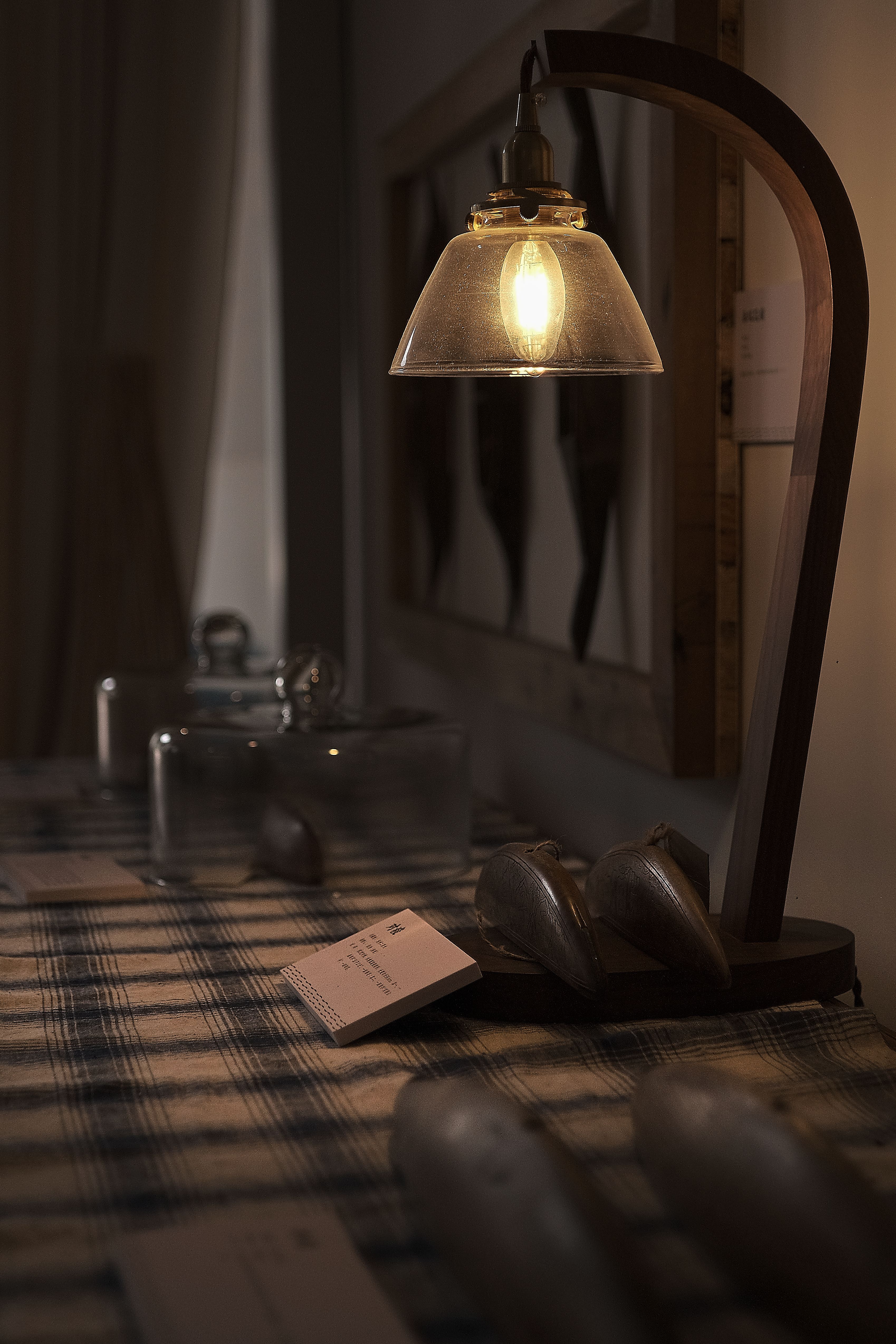 Notes Lying under Retro Lamp · Free Stock Photo