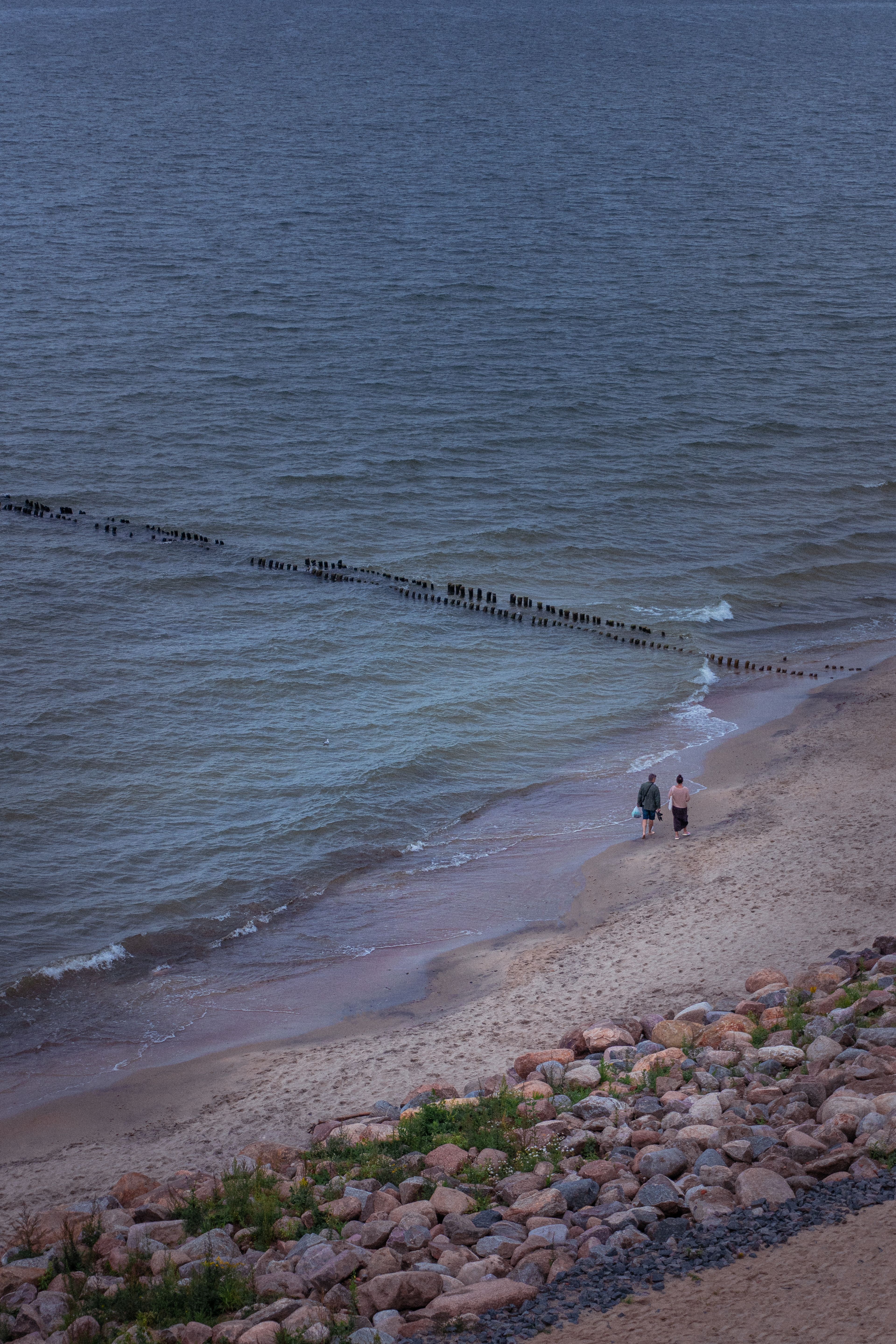 People Walking Along Seashore in Evening · Free Stock Photo