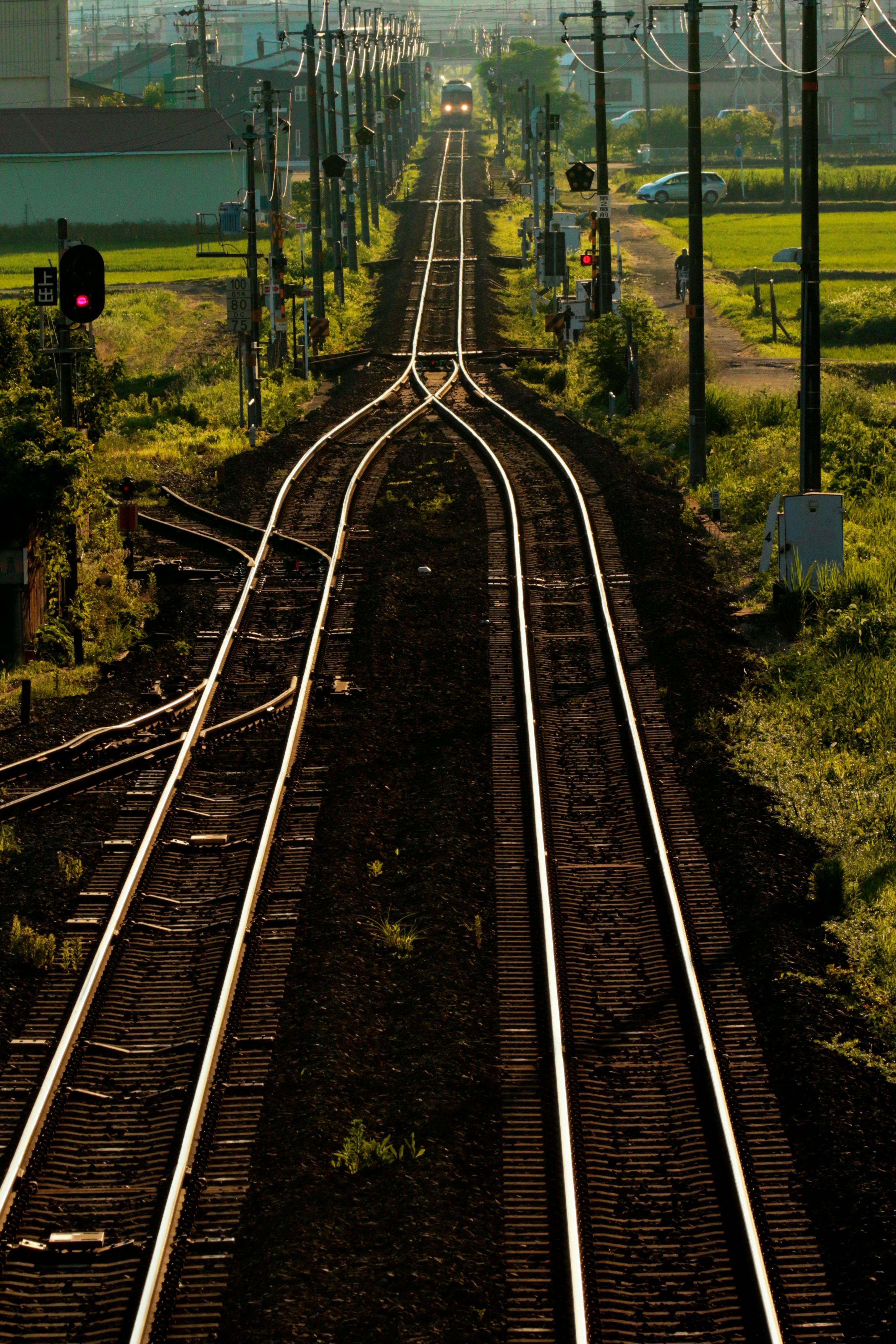 Train Approaching a Railway Tracks Junction · Free Stock Photo