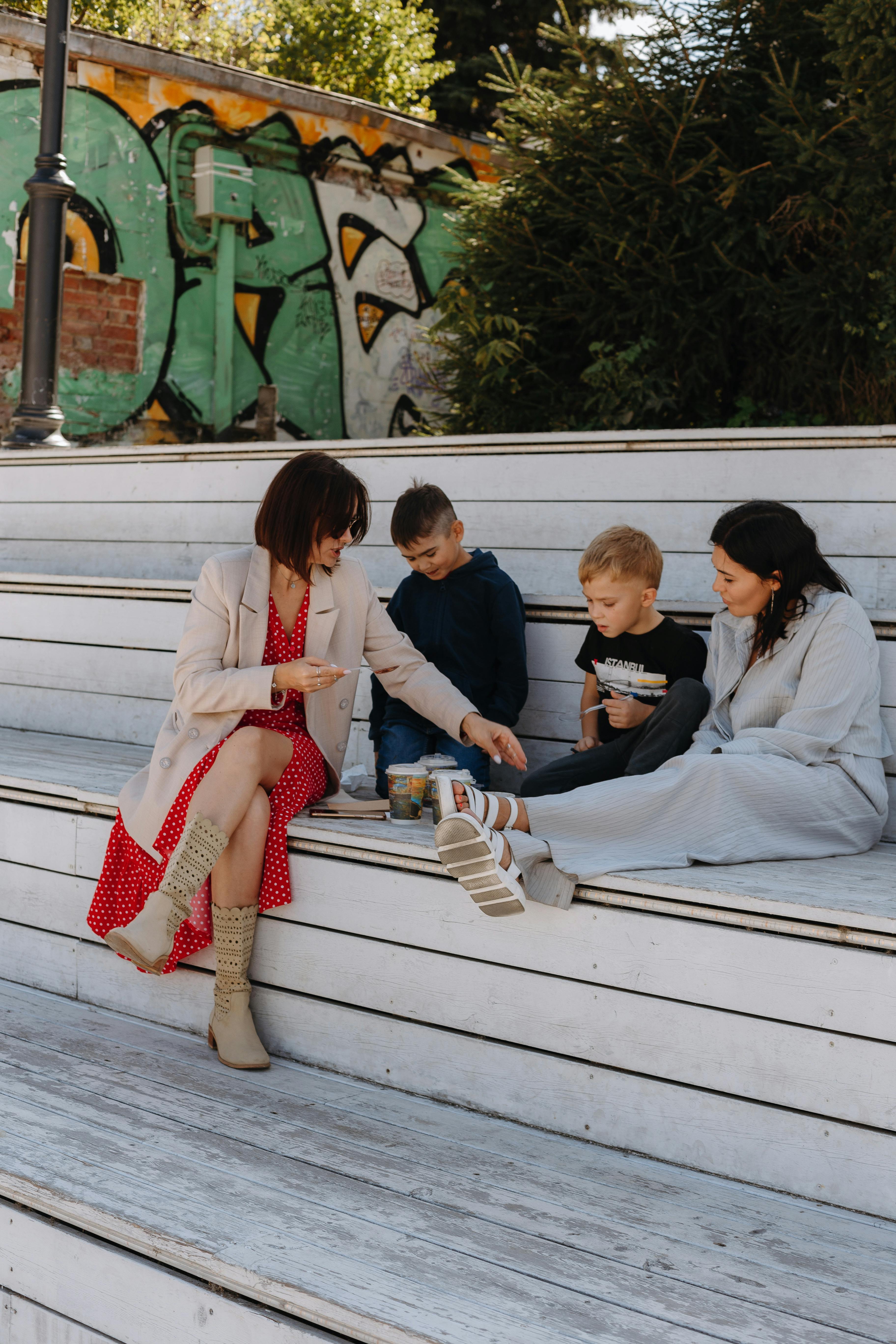 Children Sitting on Step · Free Stock Photo