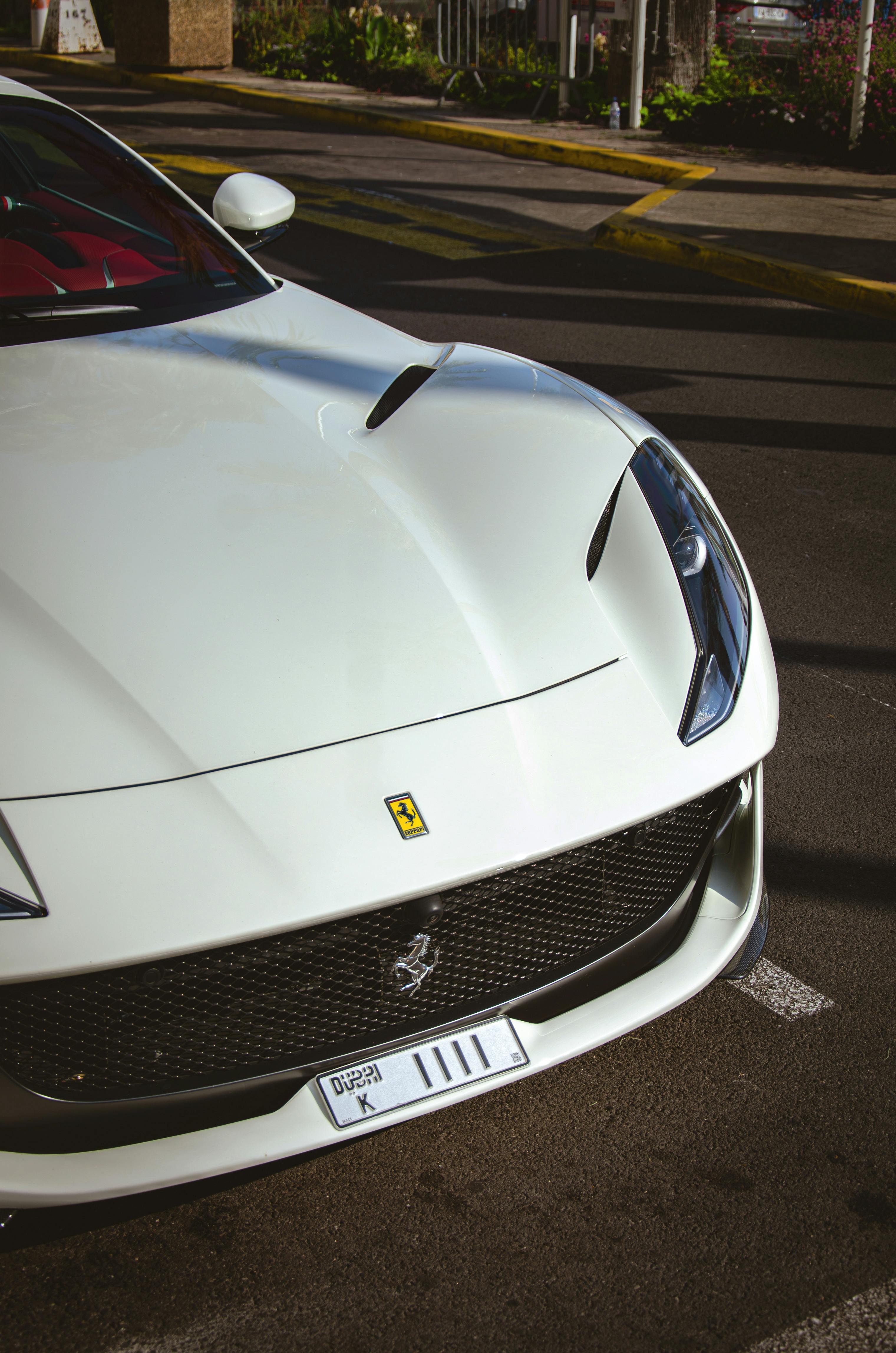 Front of a White Ferrari · Free Stock Photo