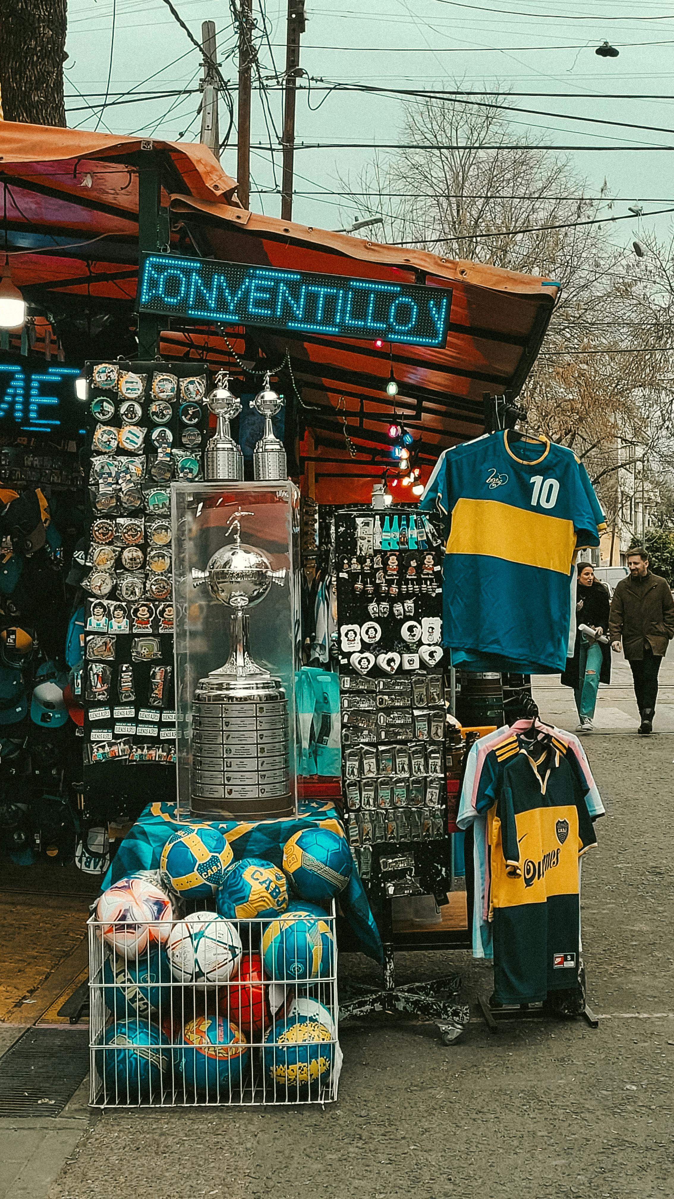 Stall on Street Selling Football Merchandise · Free Stock Photo