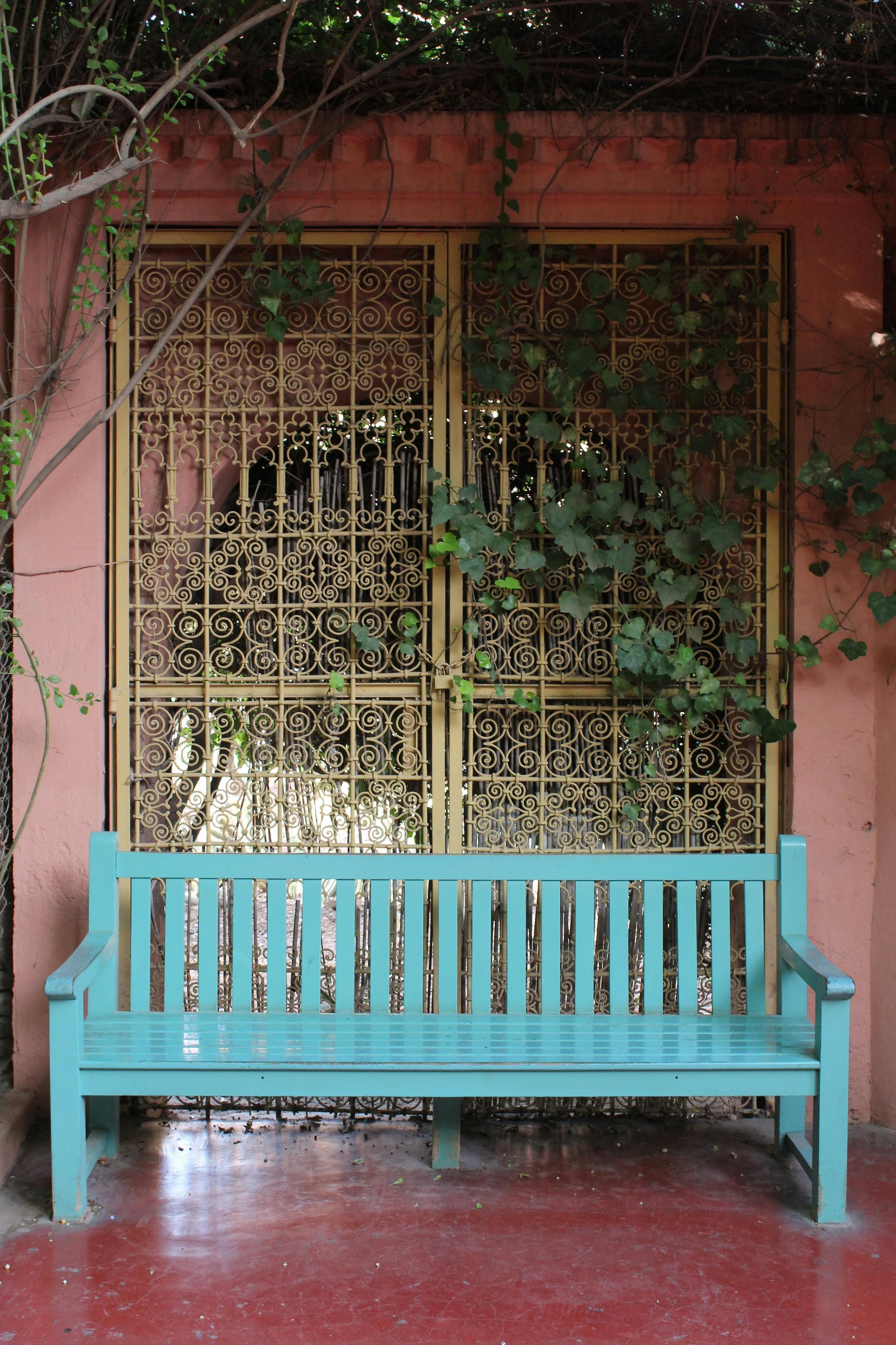 Turquoise Bench on a Balcony · Free Stock Photo