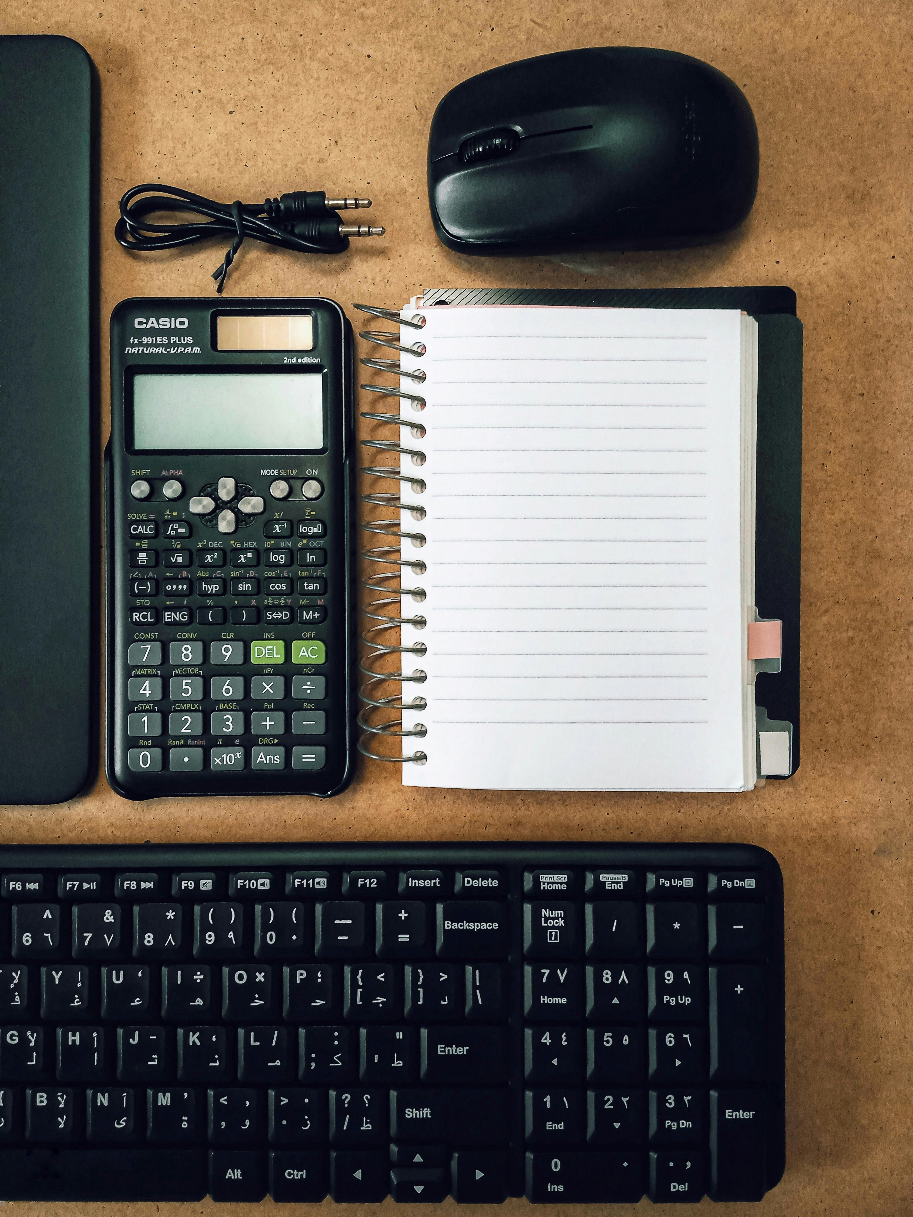 Keyboard, Mouse, Calculator and Notepad · Free Stock Photo