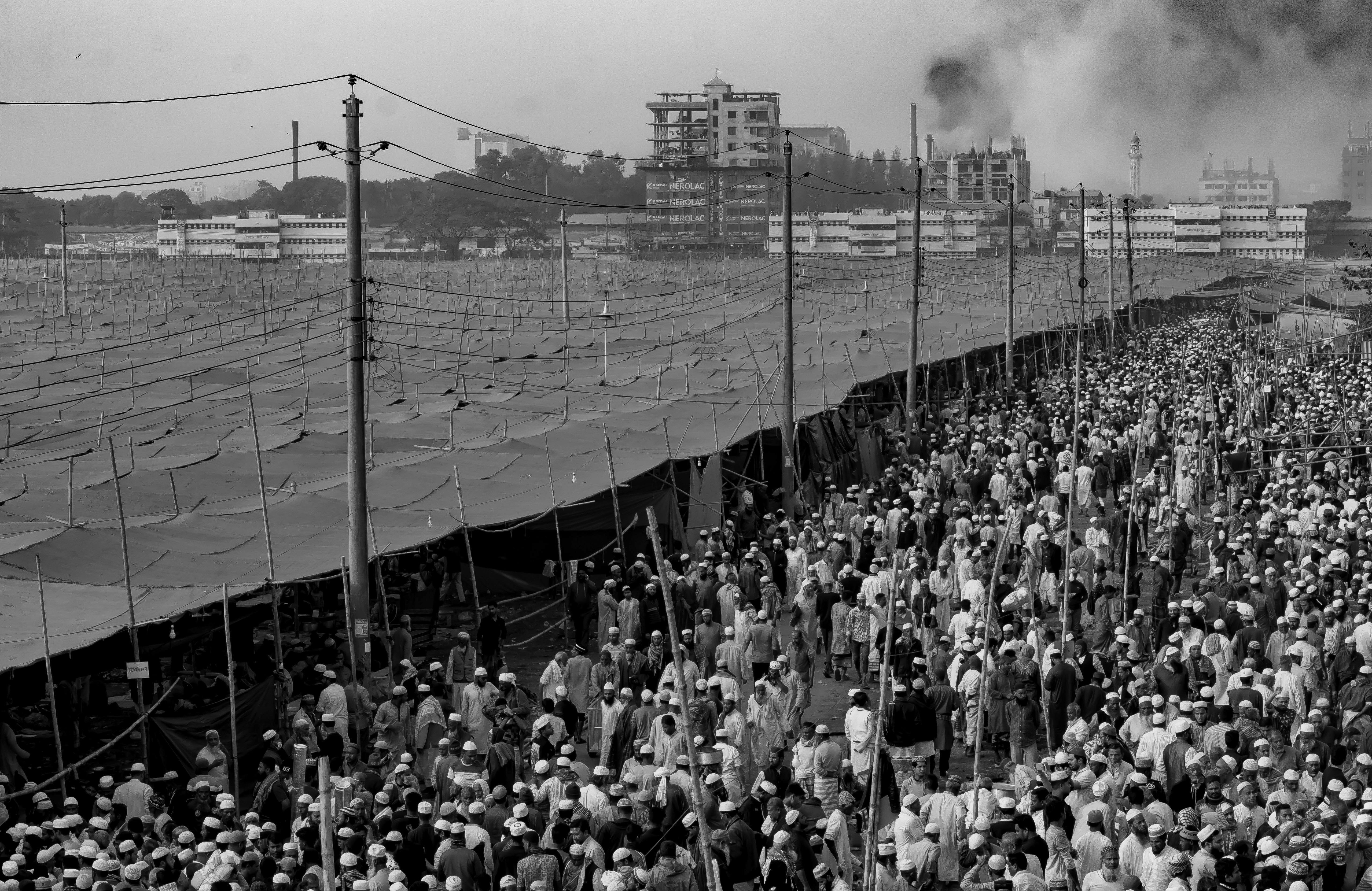 Crowd of Men on a Traditional Market, and Smoke in Background · Free ...
