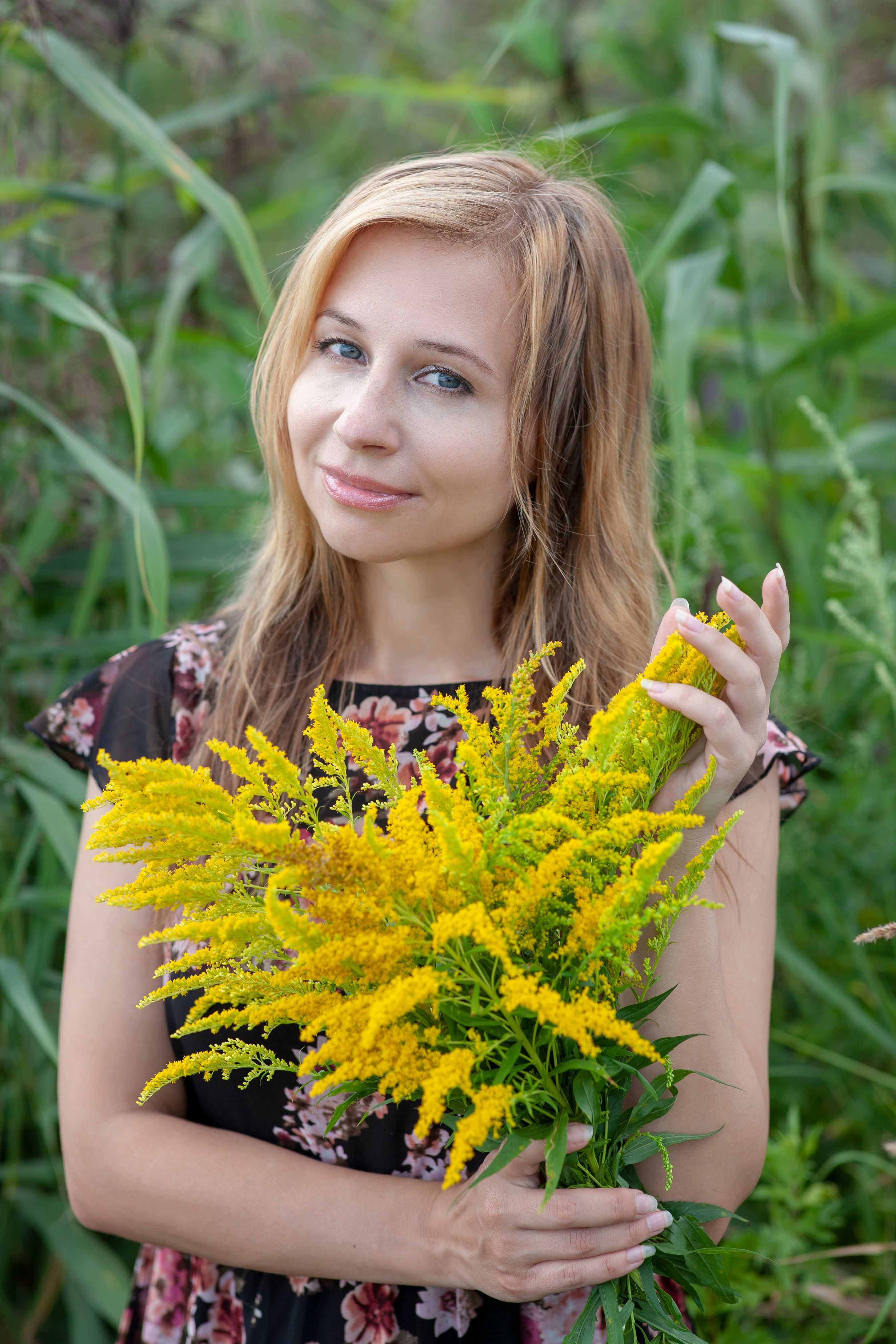 Portrait of Woman with Flowers · Free Stock Photo