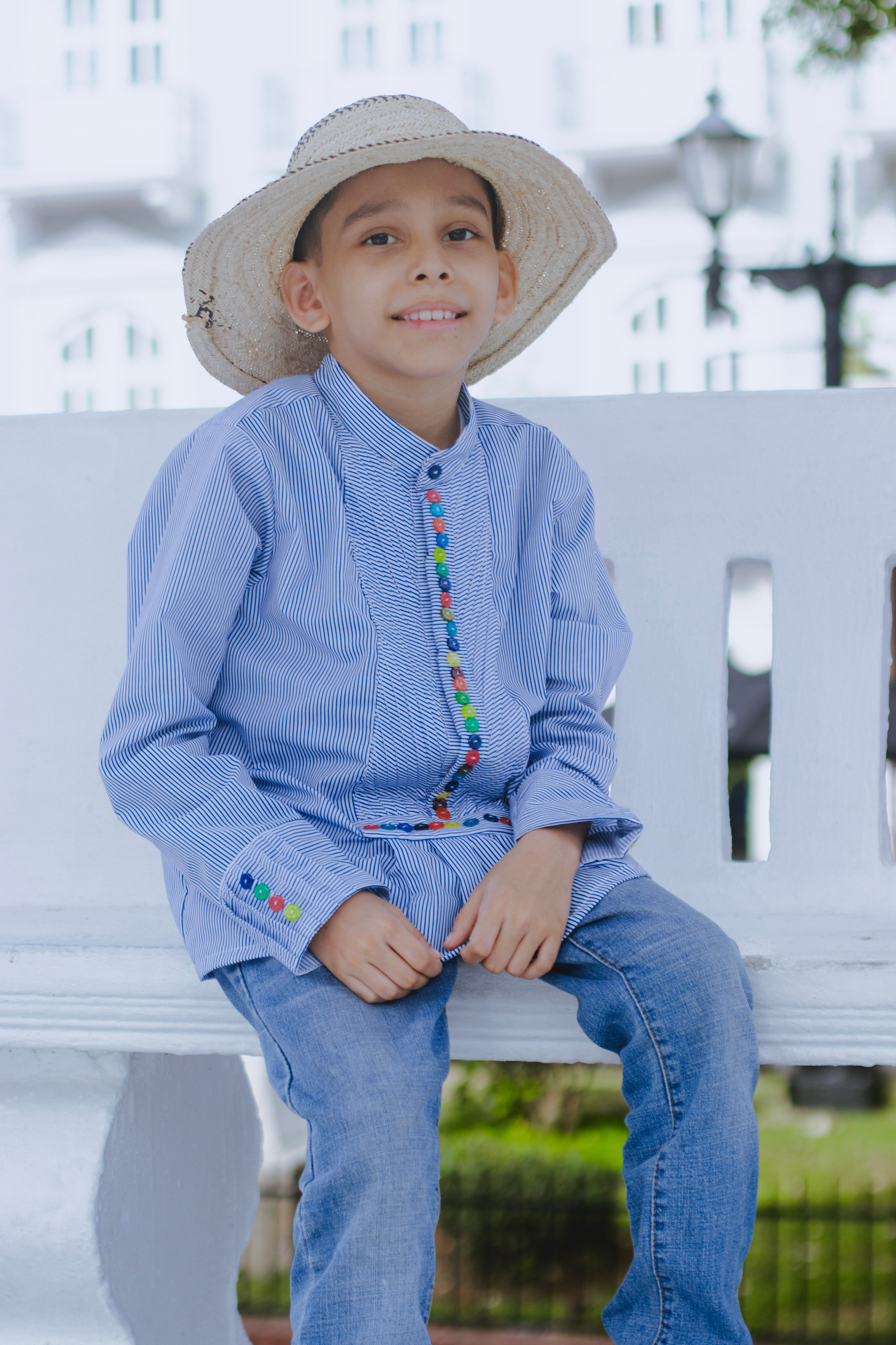 Elegant Boy in Blue Shirt and Jeans · Free Stock Photo