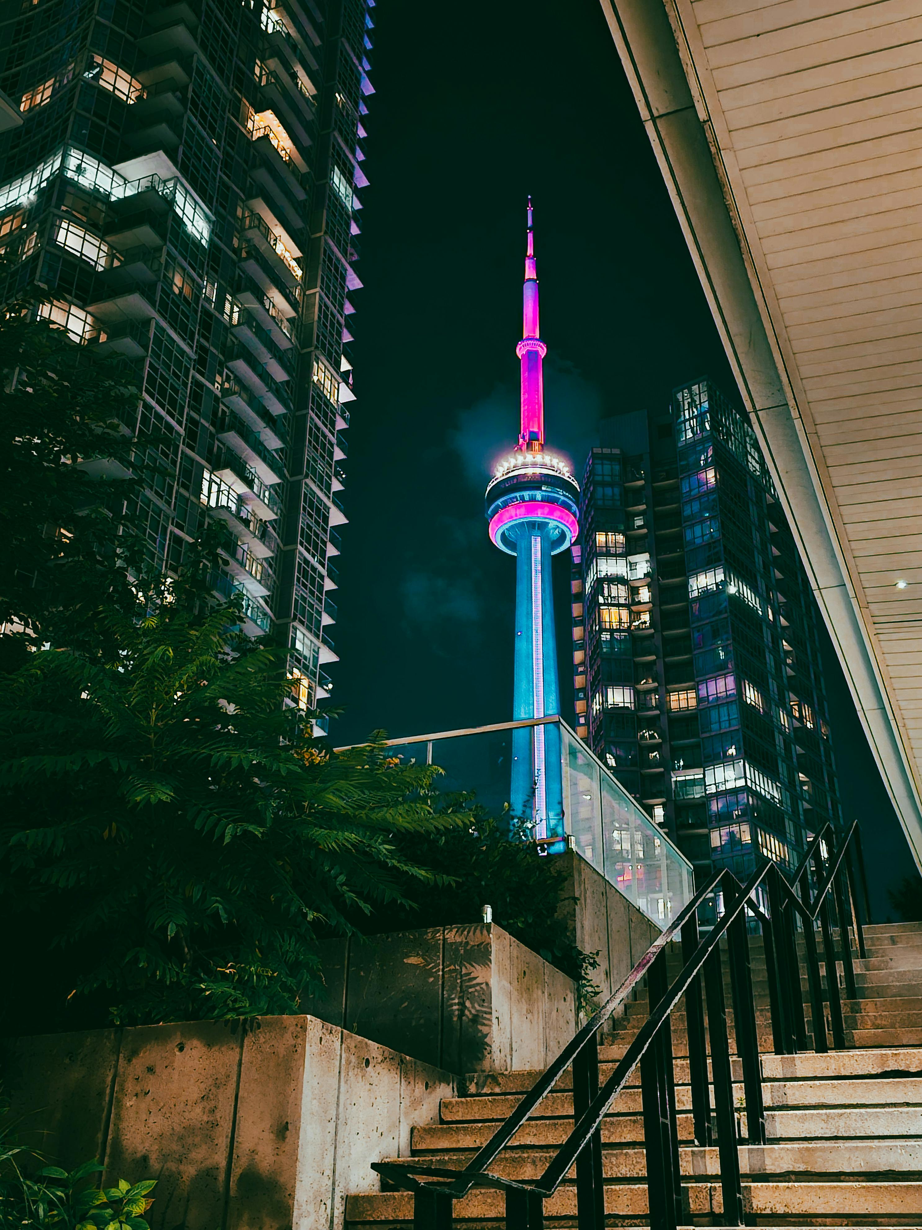 Low-angle Photo of Lighted Tower during Night · Free Stock Photo