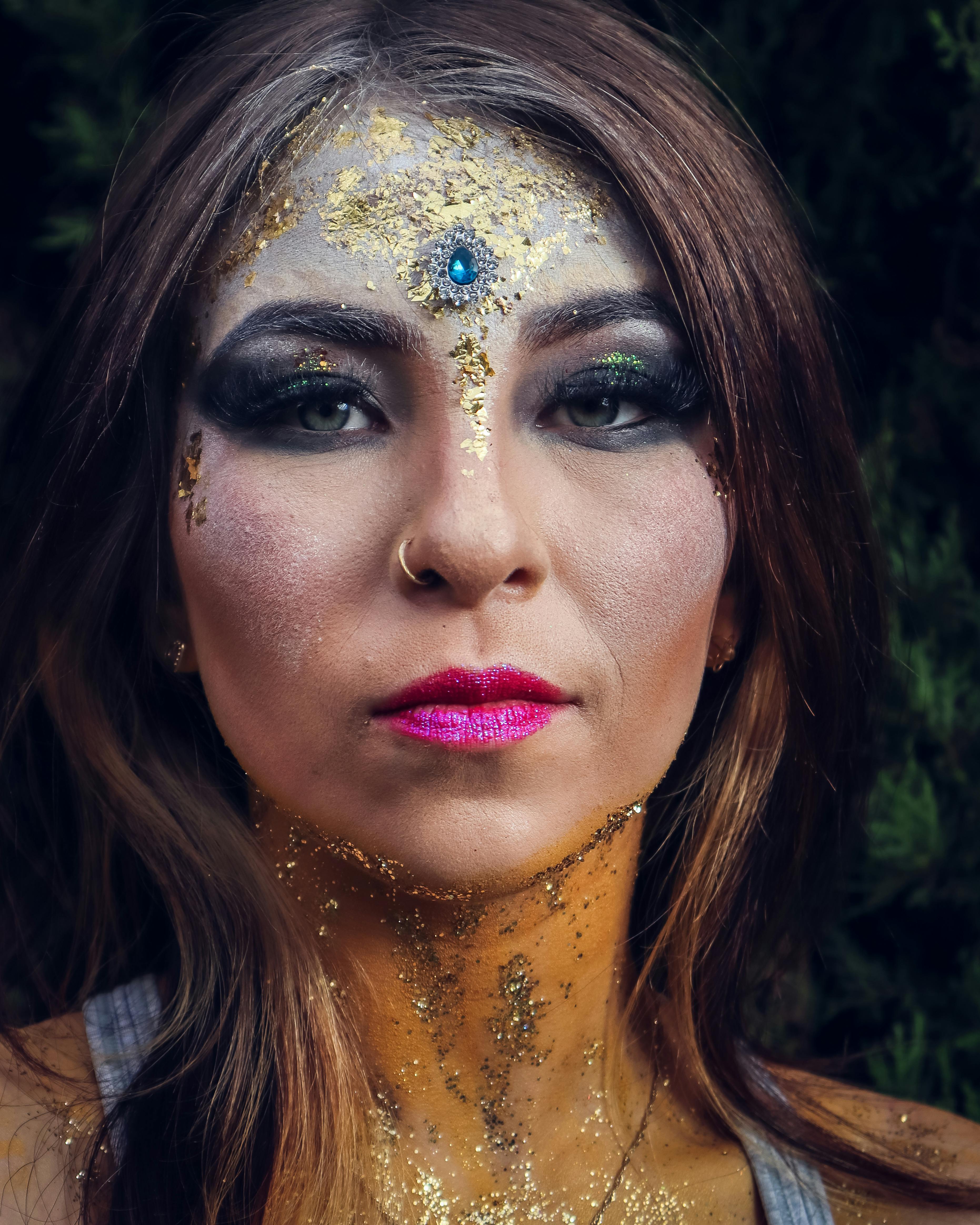 Portrait of Woman Wearing Glitter Makeup · Free Stock Photo